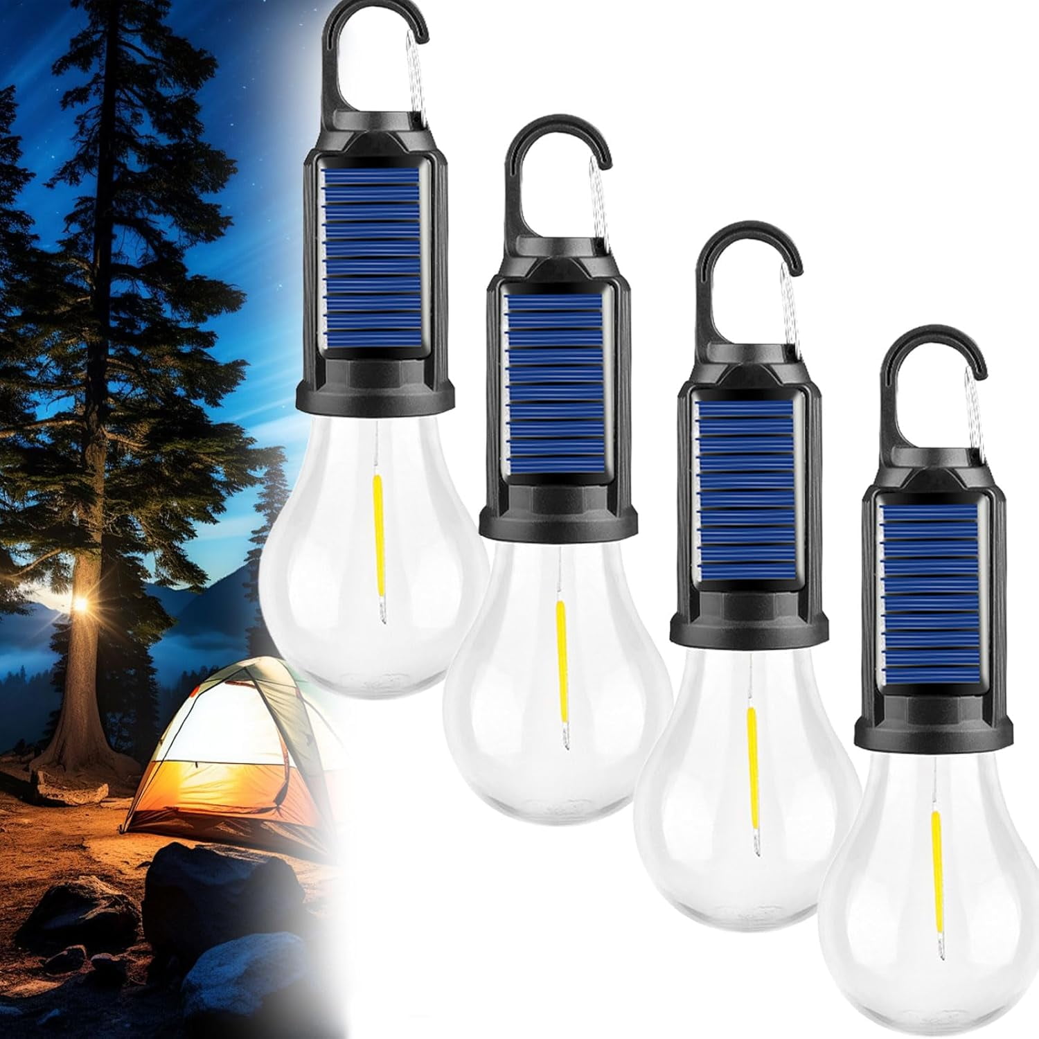 Solar Rechargeable Hooked Camping Light, 2025 New Vintage Outdoor Tent ...