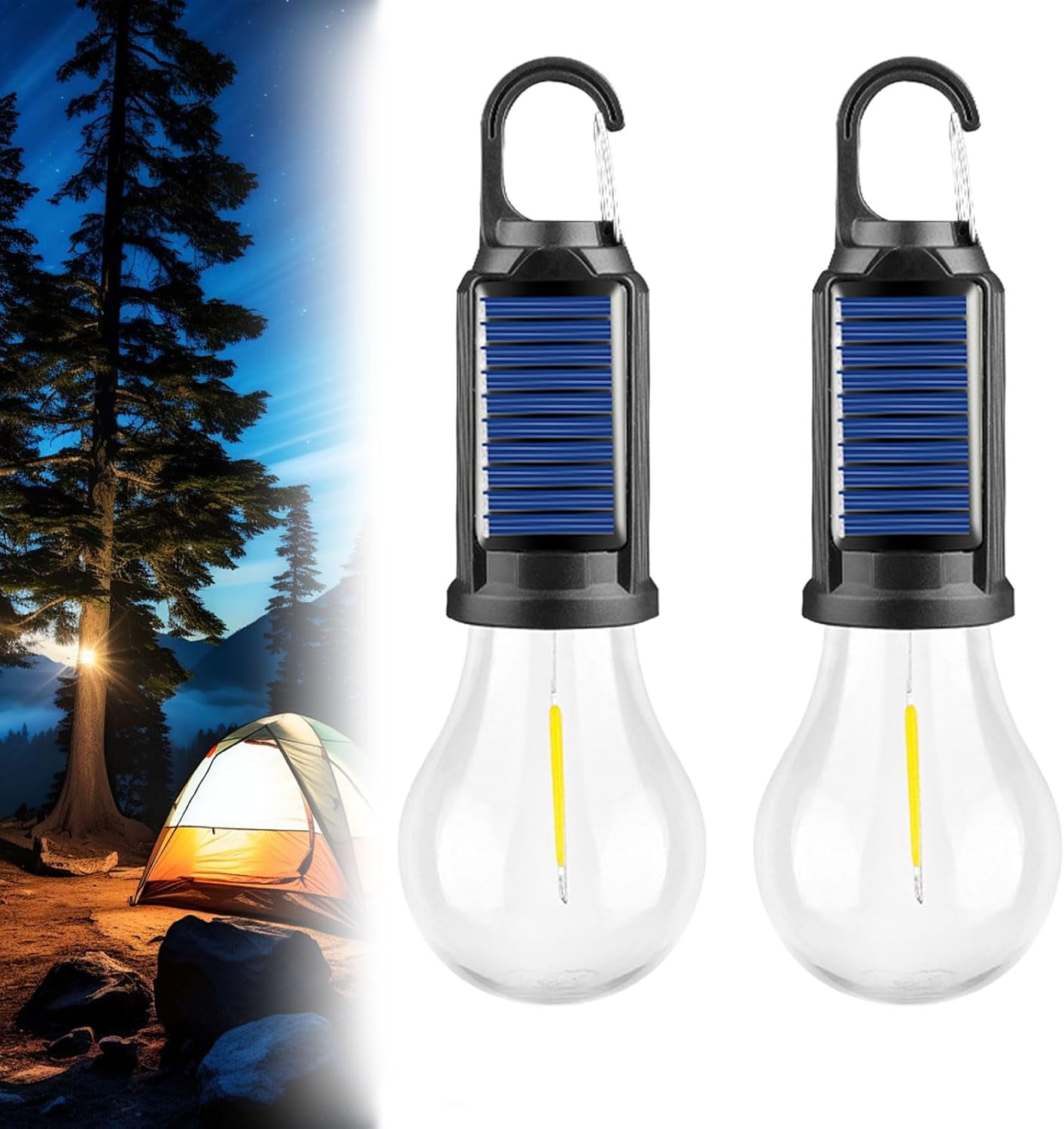Solar Rechargeable Hooked Camping Light, 2025 New Vintage Outdoor Tent ...
