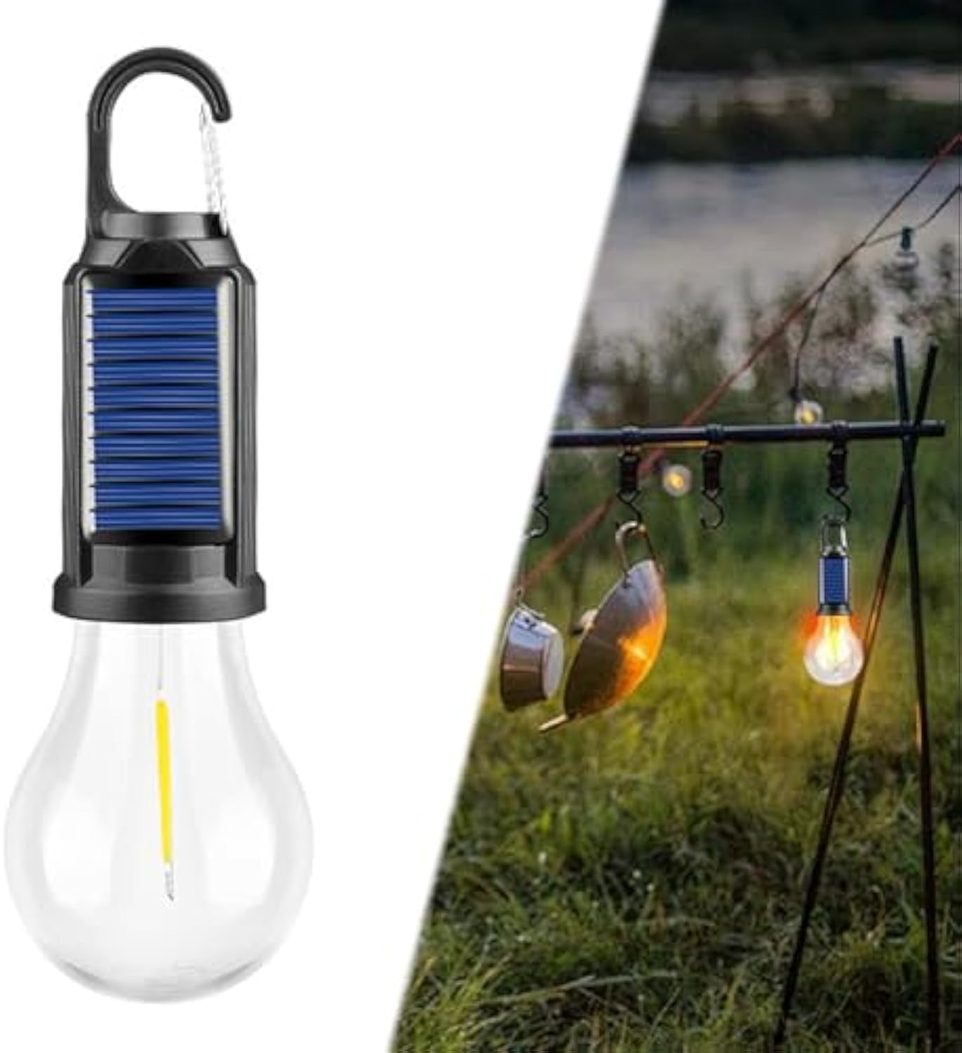 Solar Rechargeable Hooked Camping Light - Portable Hanging LED Tent ...