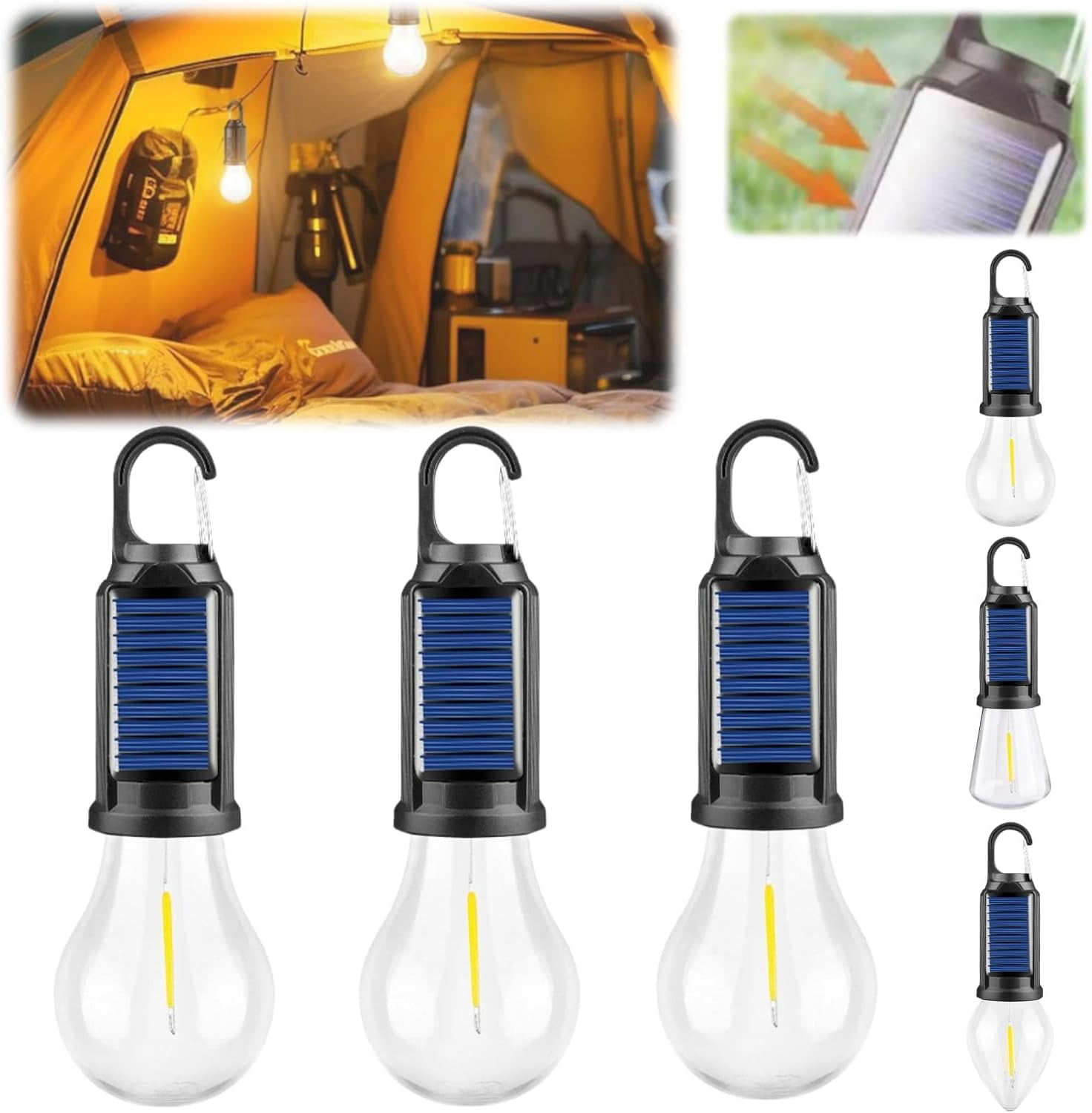 Solar Rechargeable Hooked Camping Light, Shineshore Solar Tent Lights ...