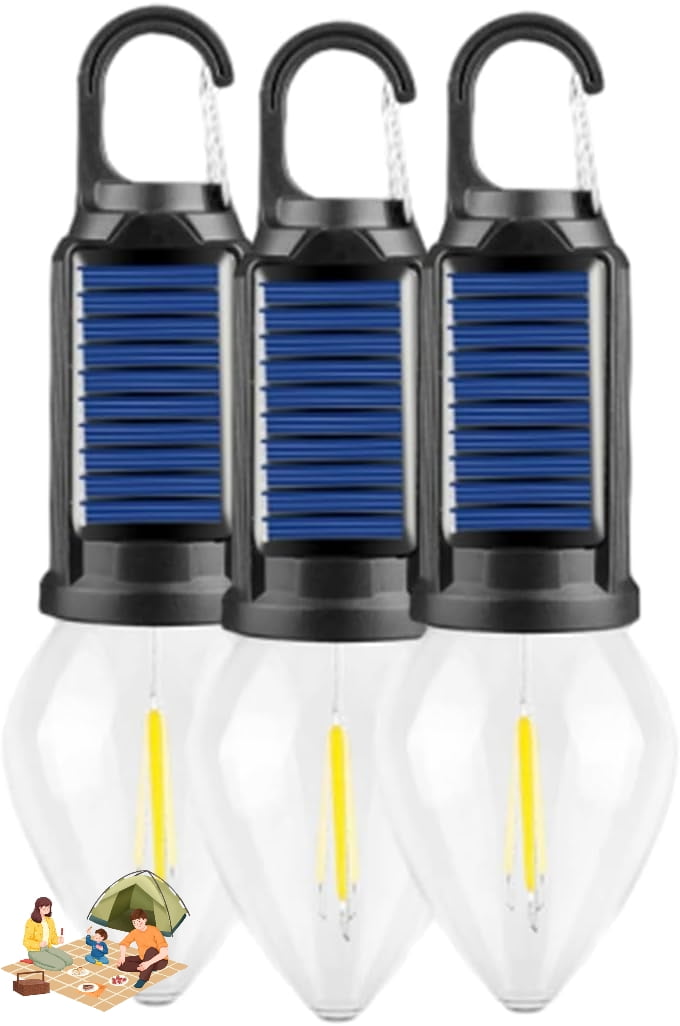 Solar Rechargeable Hooked Camping Light, Solar Tent Lights USB ...