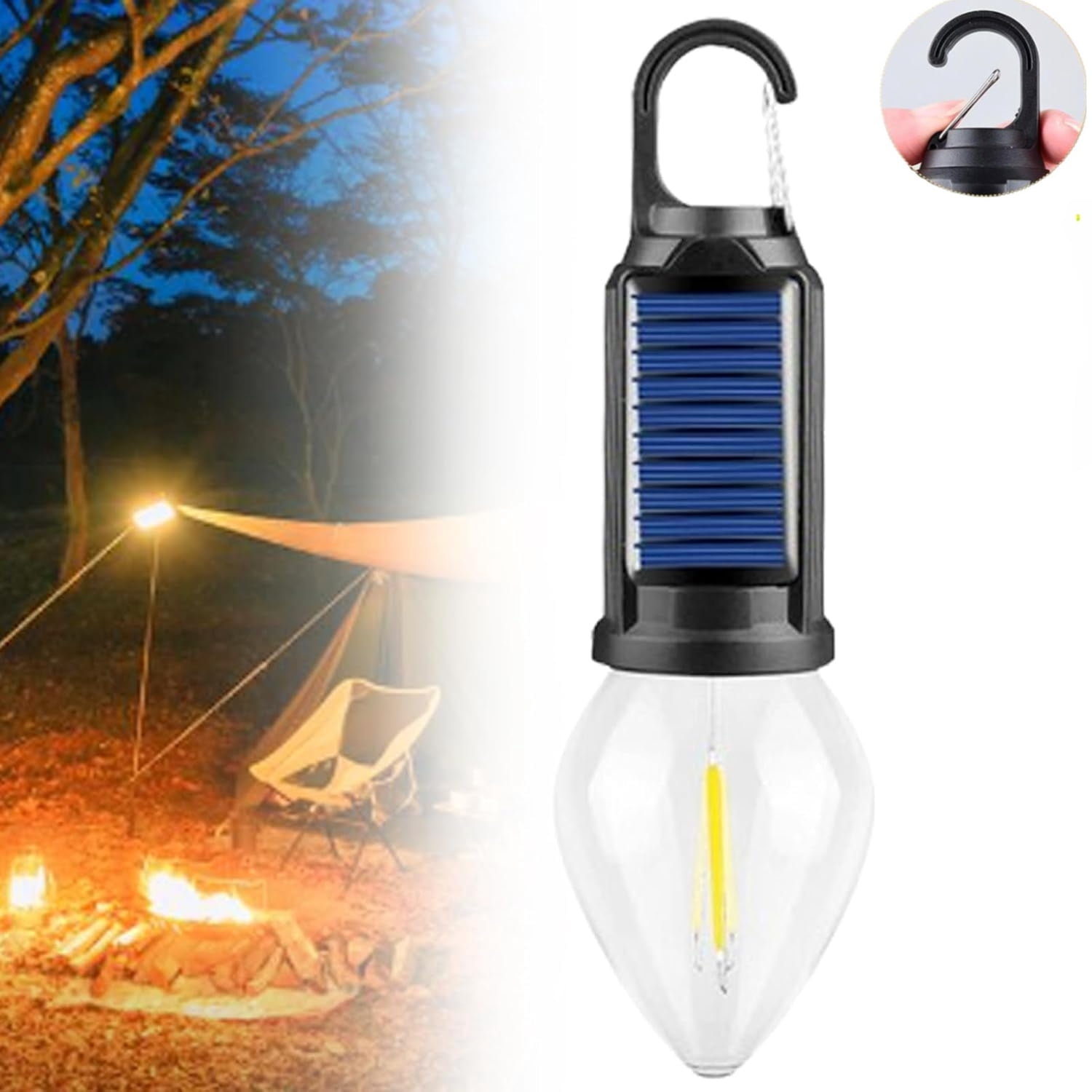 Solar Rechargeable Hooked Camping Light, Solar Tent Lights USB ...