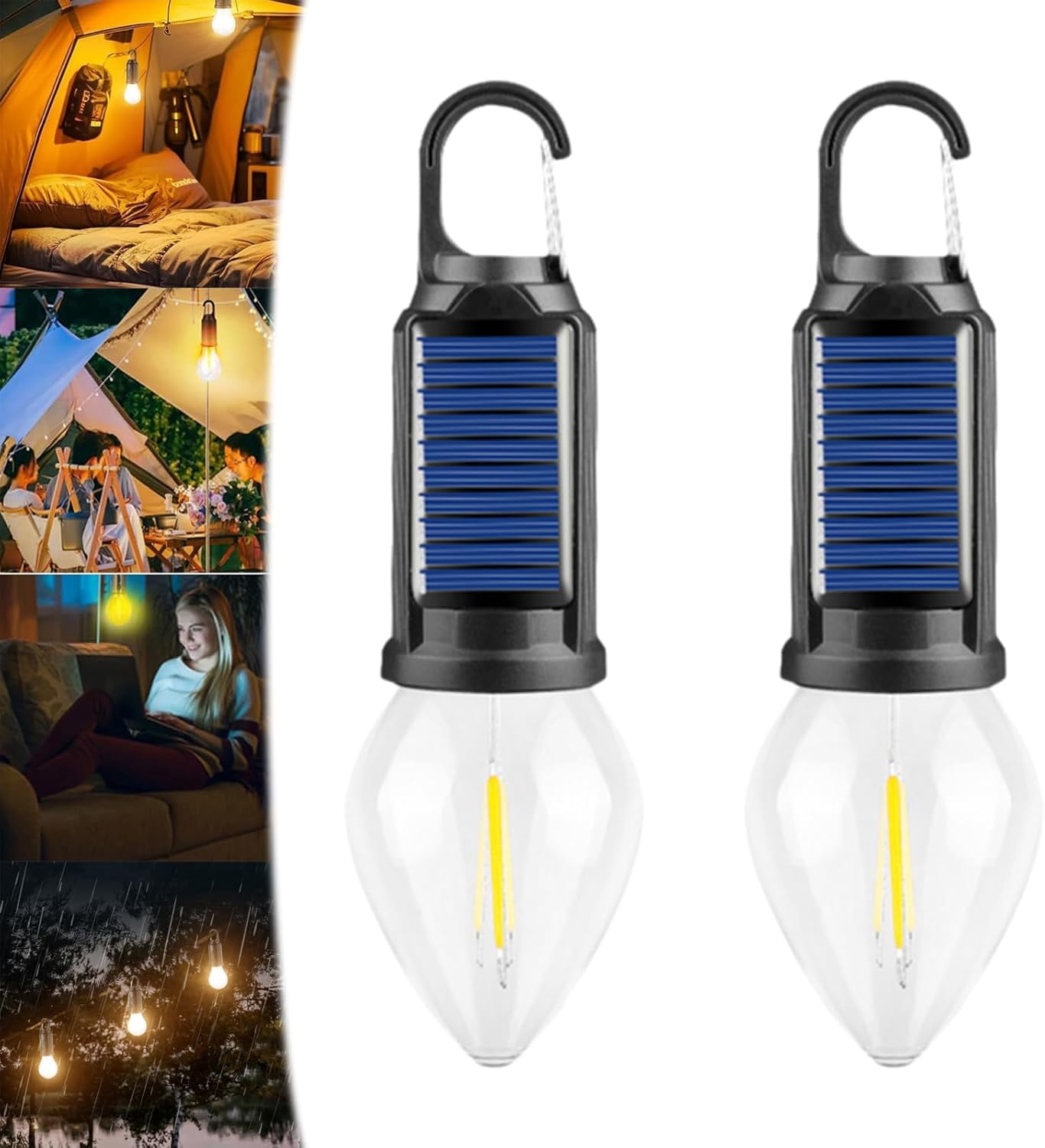 Solar Rechargeable Hooked Camping Light Vintage Outdoor Tent, Portable ...
