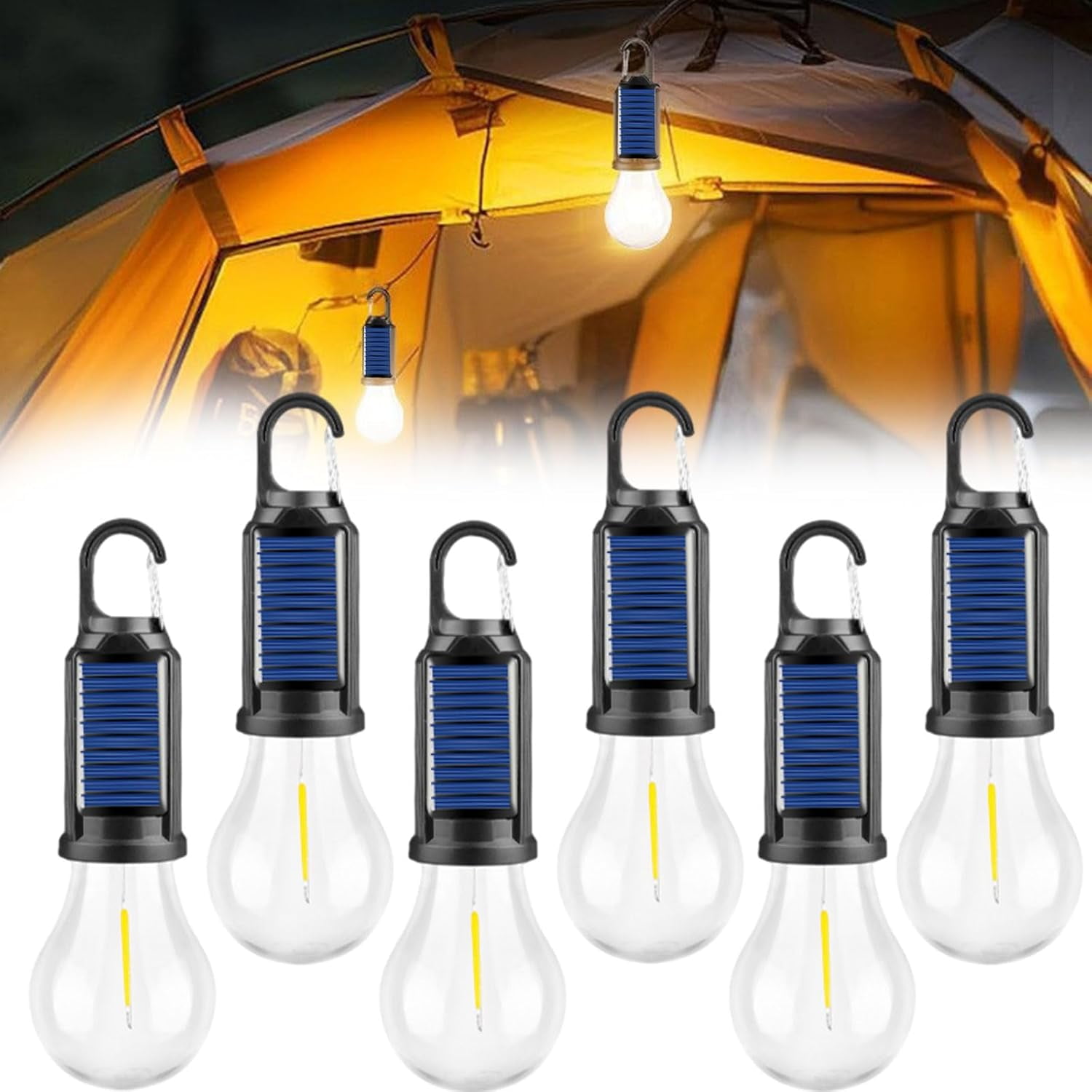 Solar Rechargeable Hooked Camping Light, Waterproof Portable Solar ...
