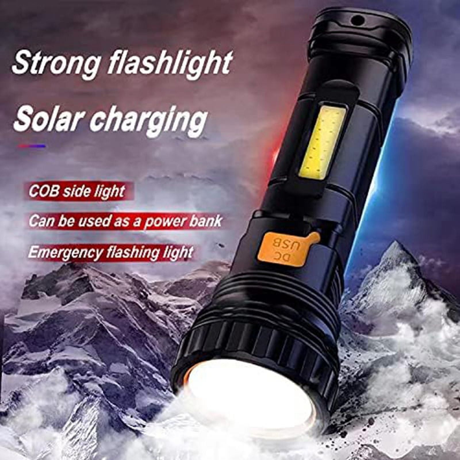 Solar/Rechargeable Multi Function LED Flashlight,Waterproof,with Emergency Strobe Light,USB ...