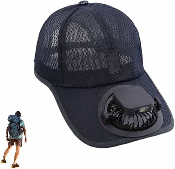 Solar Rechargeable Peaked Cap, Solar-Powered Baseball Cap with Built-in ...