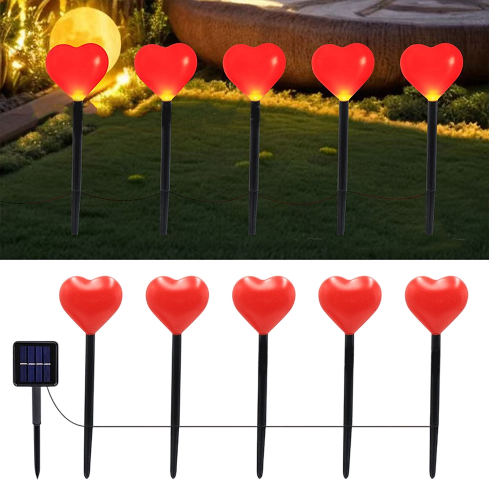 Solar Red Heart Stake Lights for Valentines Day Decor,Outdoor ...