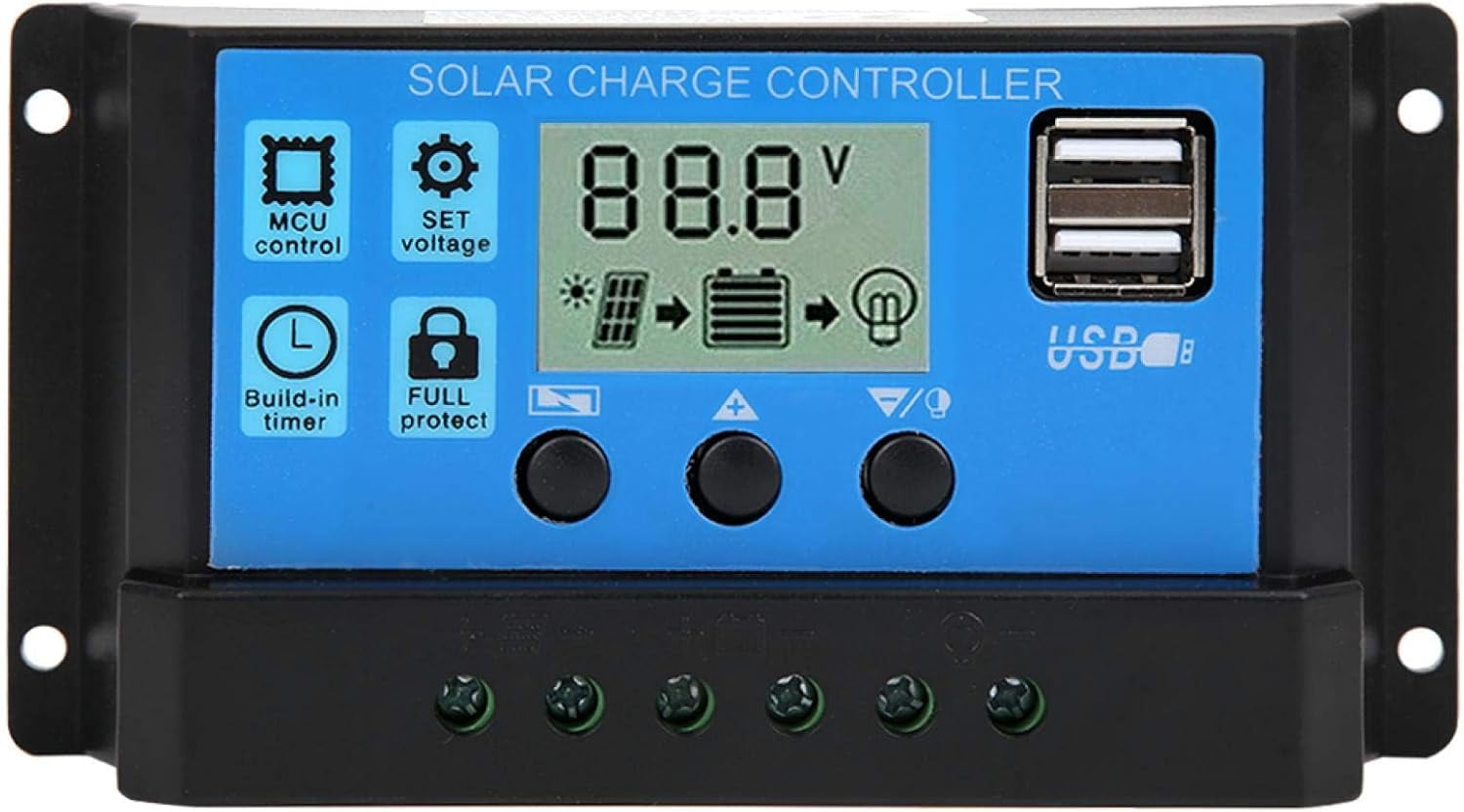 Solar Regulator,40A Blue Regulator Automatic PWM LCD Charging ...