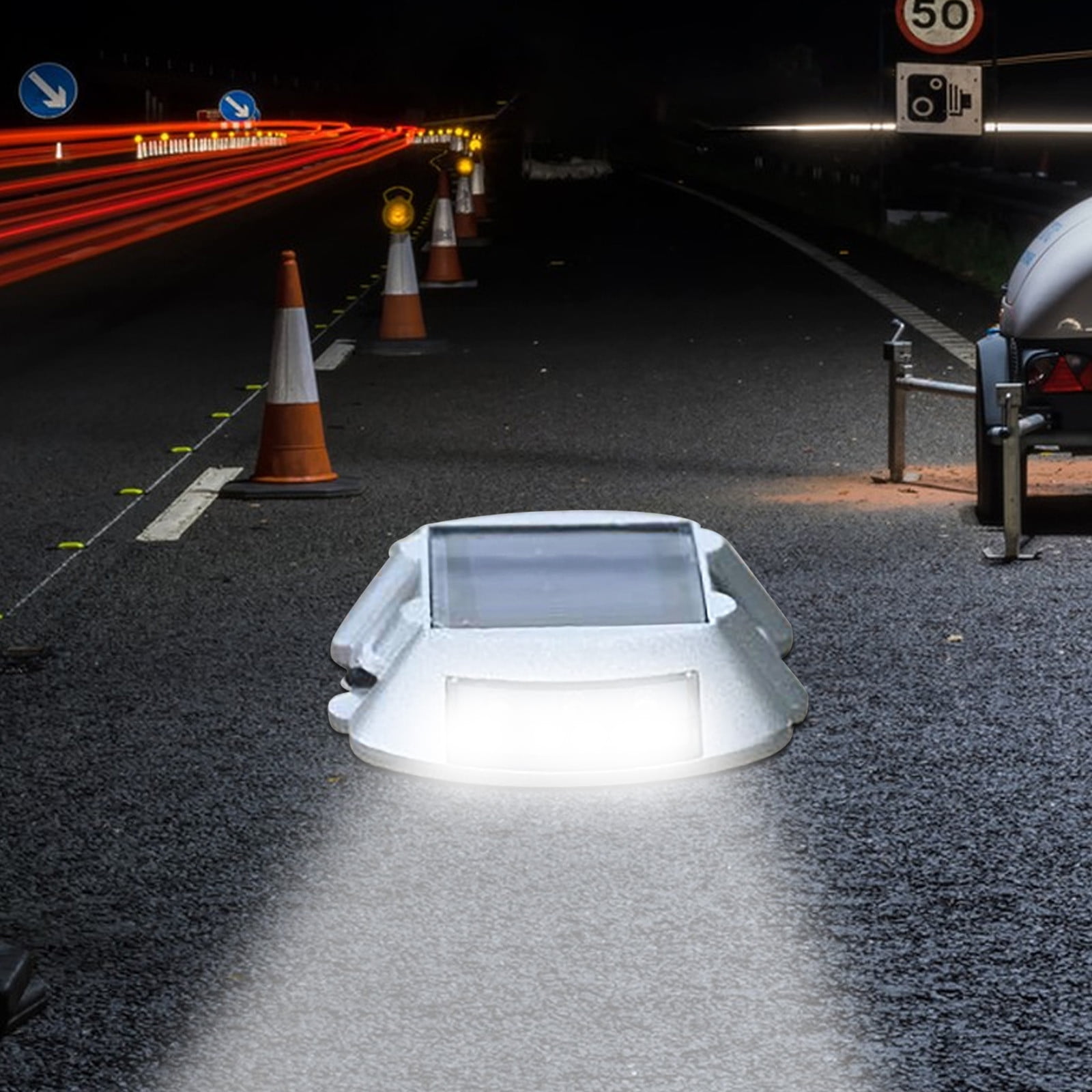 Solar Road Spike Light, Night Lamp With Reflector, Smart Charging ...