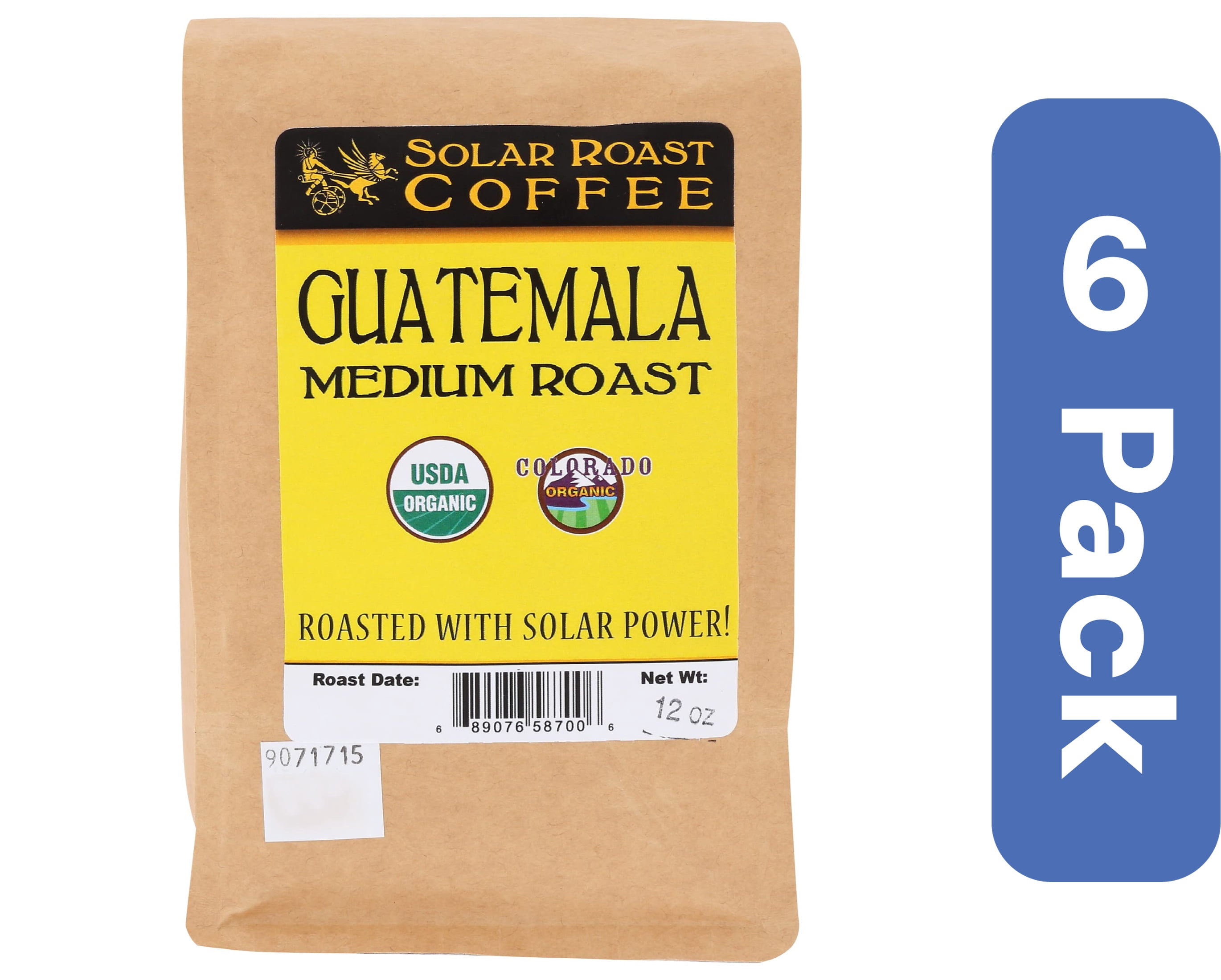 Solar Roast Coffee Whole Bean Guatemala 12 oz (Pack of 6) - Walmart.com