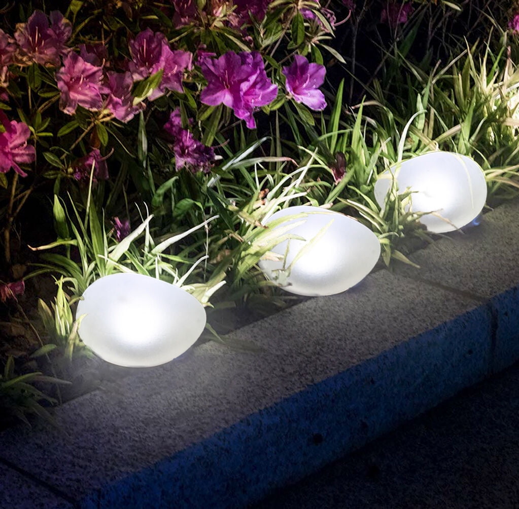 Solar LED Rock Pathway Lights - Waterproof, Energy Efficient - 3PC for ...