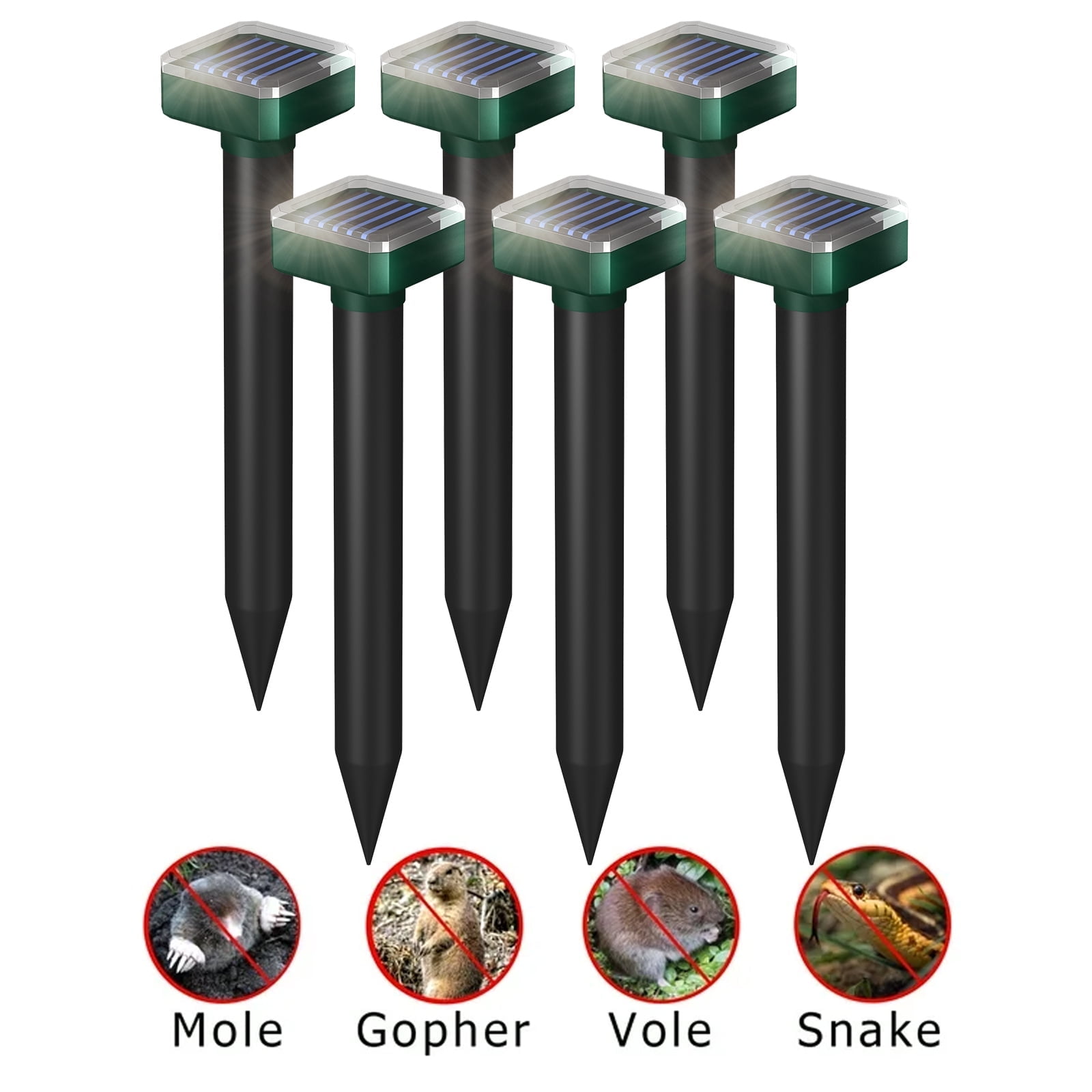 Solar Rodent Repellent 6 PCS, Mole Repeller for Lawns,Sonic Snake ...