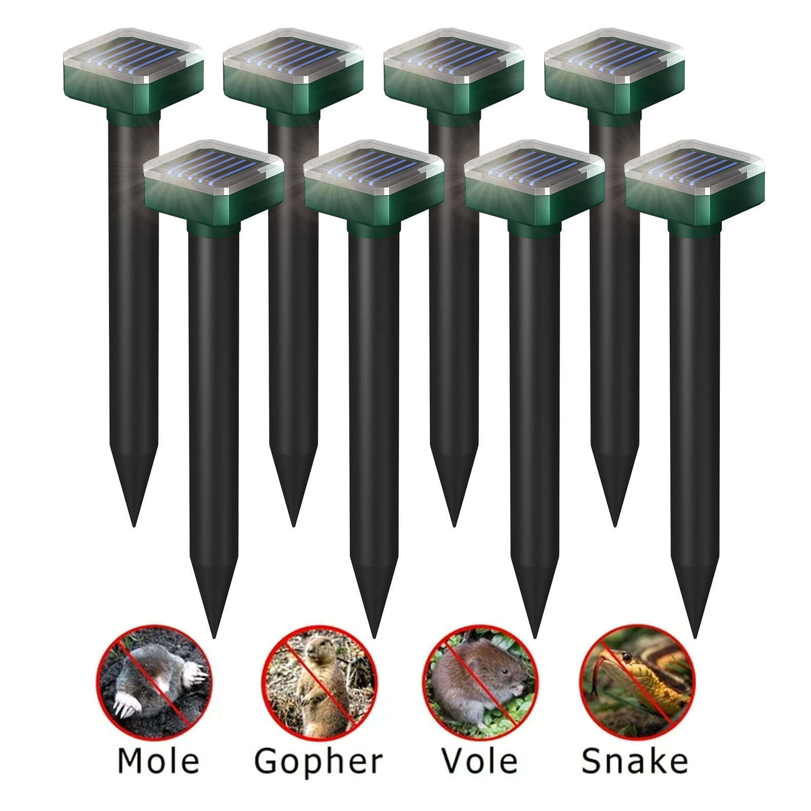 Solar Rodent Repellent, 8 PCS, Ultrasonic Mole Repeller for Lawns ...