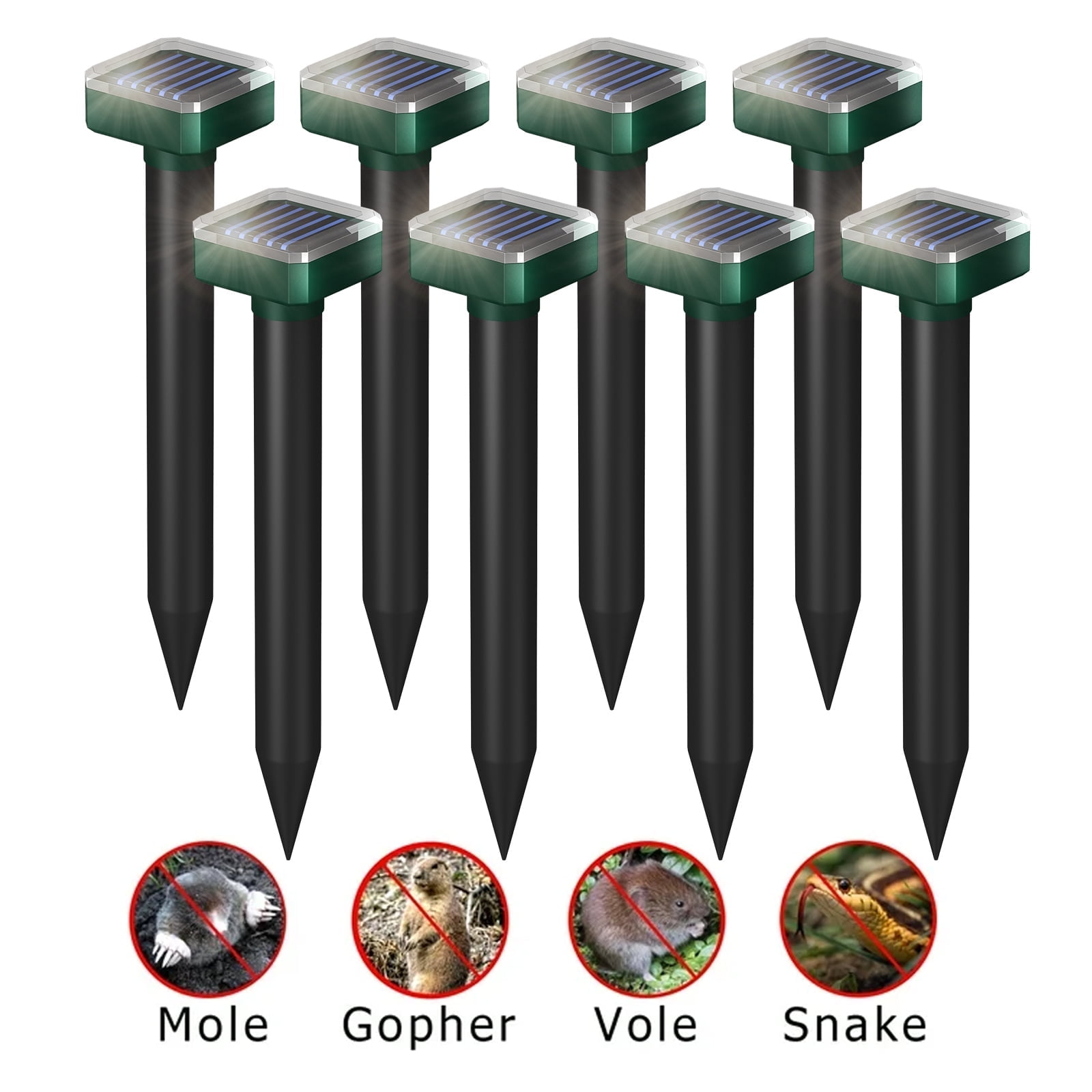 Solar Rodent Repellent 8 Pcs, Mole Repeller For Lawns,Sonic Snake ...
