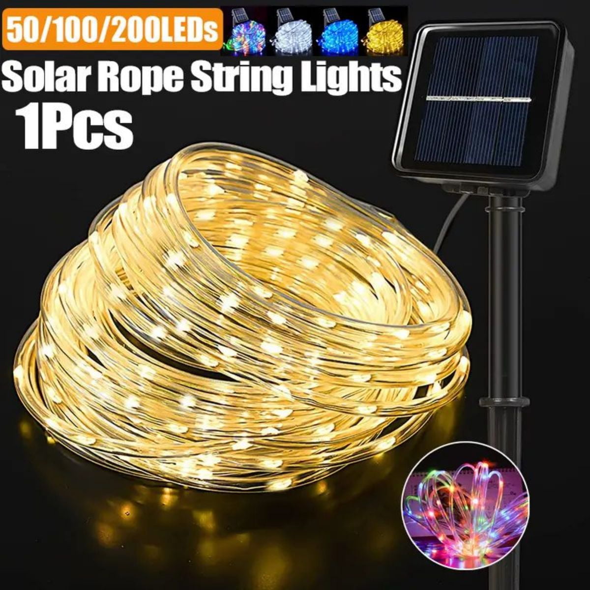 Solar Rope Light Outdoor Waterproof, Solar Tube Light, 8 Modes Of ...