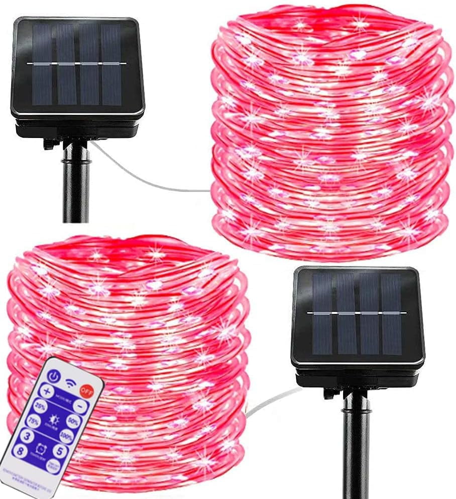 Solar Rope Lights, 2 Pack 12m 100LED Solar Rope String Lights Rope ...