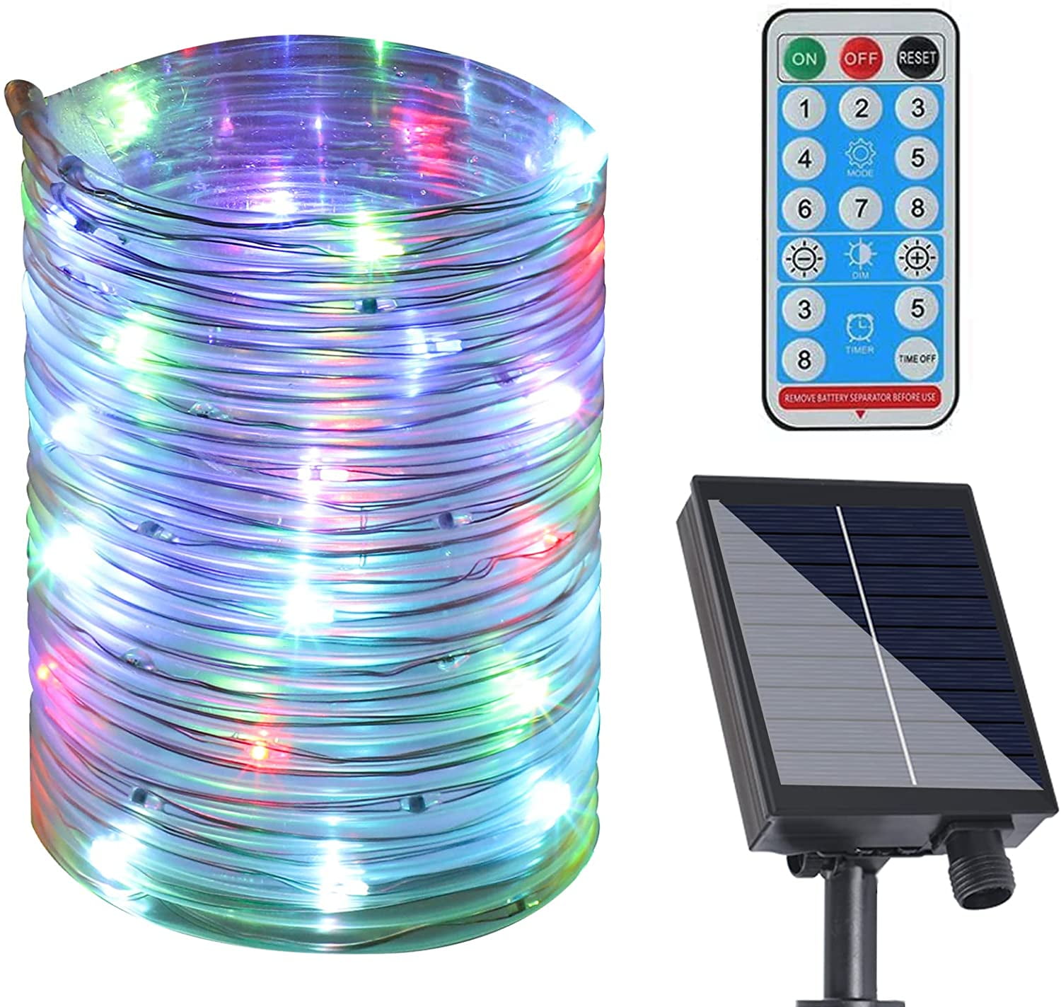 Solar Rope Lights, 40ft 100 LED String Lights with 8 Modes Waterproof ...