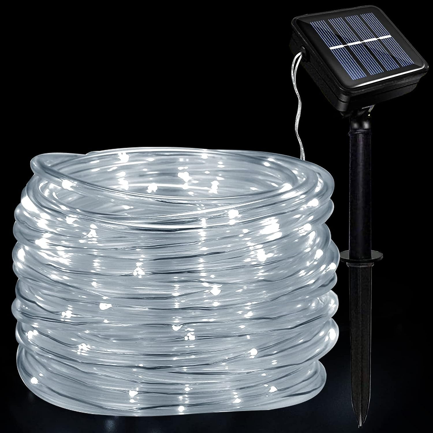 Solar Rope Lights Outdoor ,39ft 100 LED Rope Lights Waterproof , Clear ...