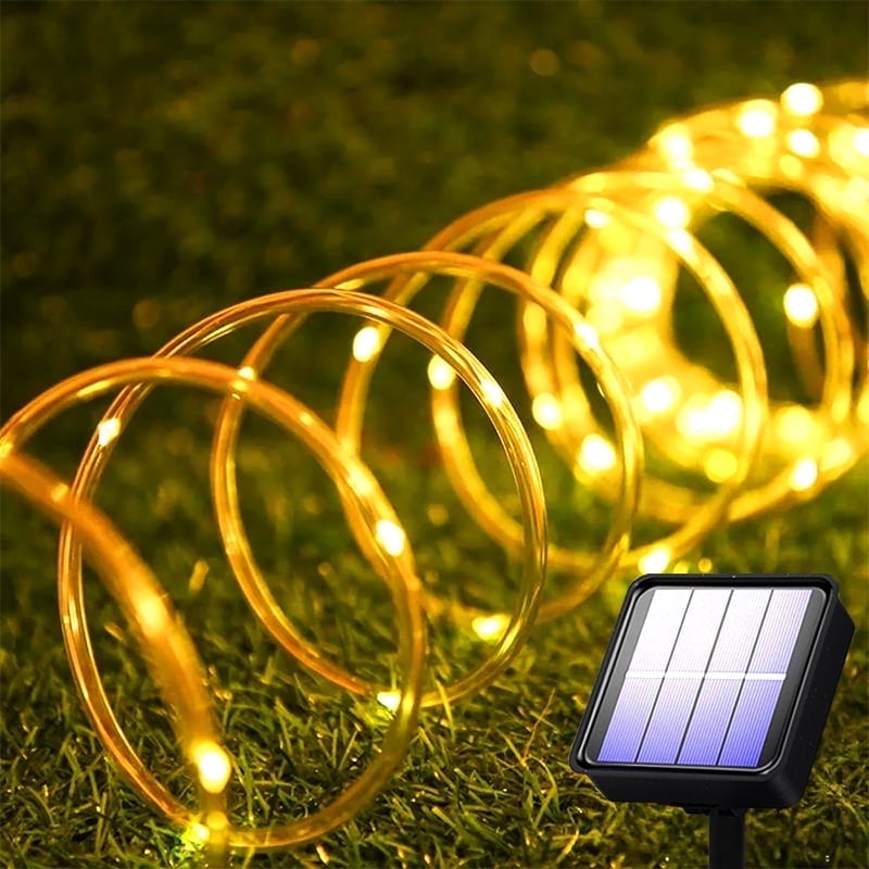Qillnyy Solar LED Rope Lights Outdoor, 72FT 200 LEDs Warm White ...