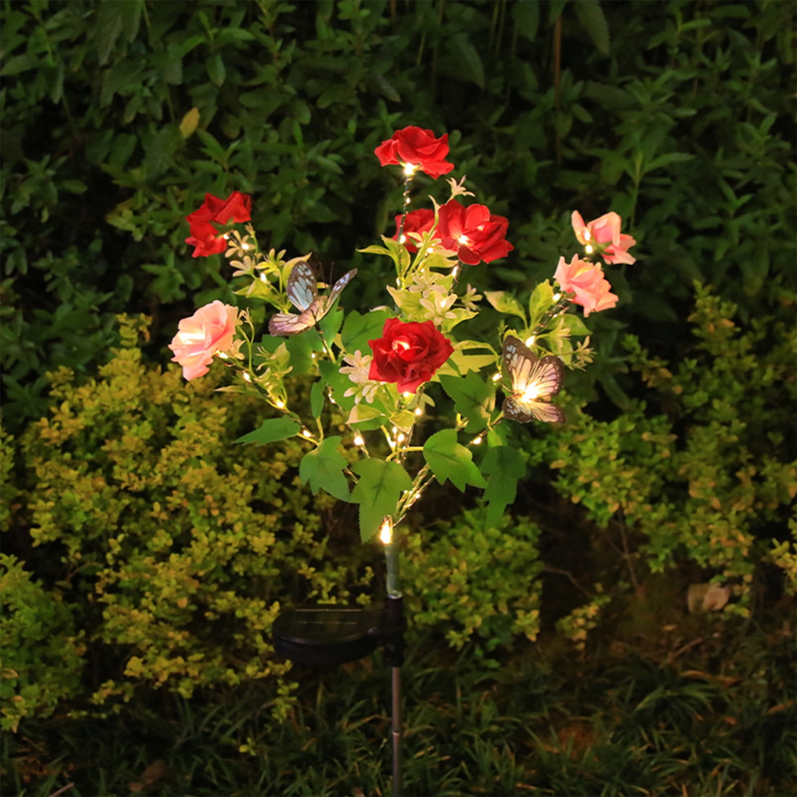 Solar Rose Flower Lamps Outdoor Waterproof Garden Lights | Large ...