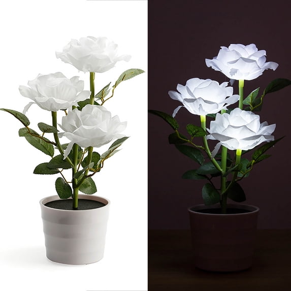 Solar Rose Lights, 3 Heads Solar Garden Lights Outdoor, Realistic Led ...