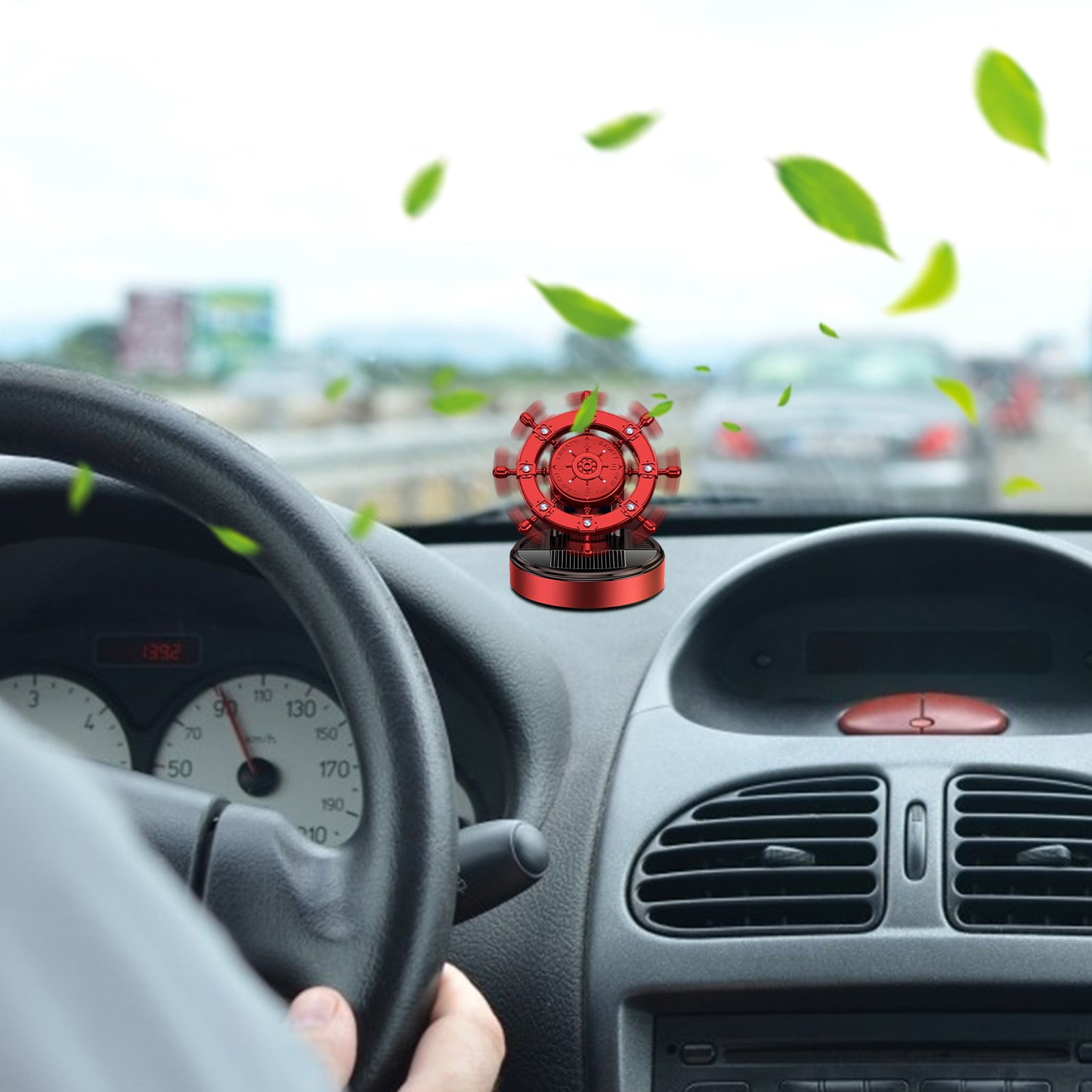 Solar Rotating Car Aroma Ornament Aluminum Alloy Floating Car Aroma ...