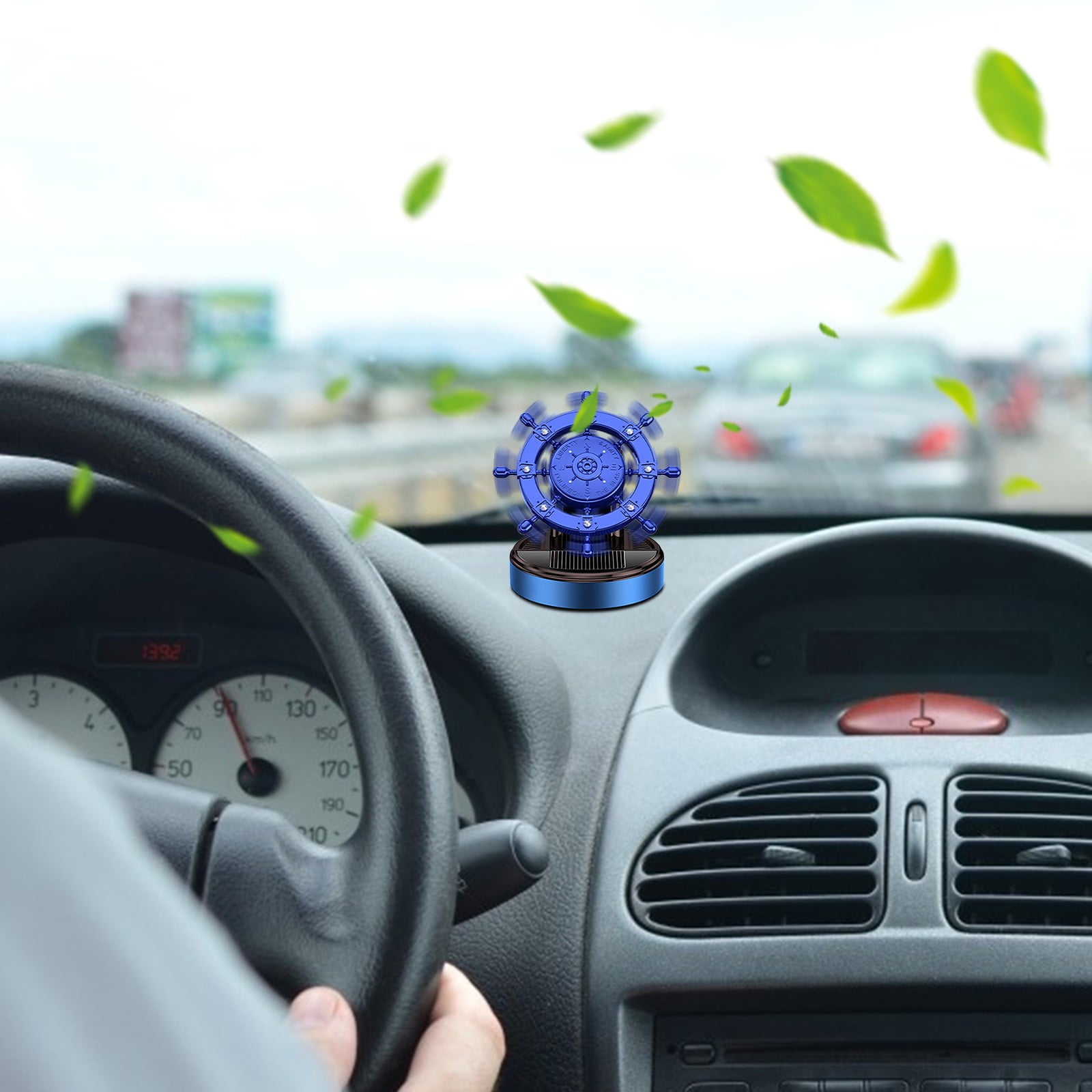 Solar Rotating Car Aroma Ornament, Aluminum Alloy Floating Diffuser ...