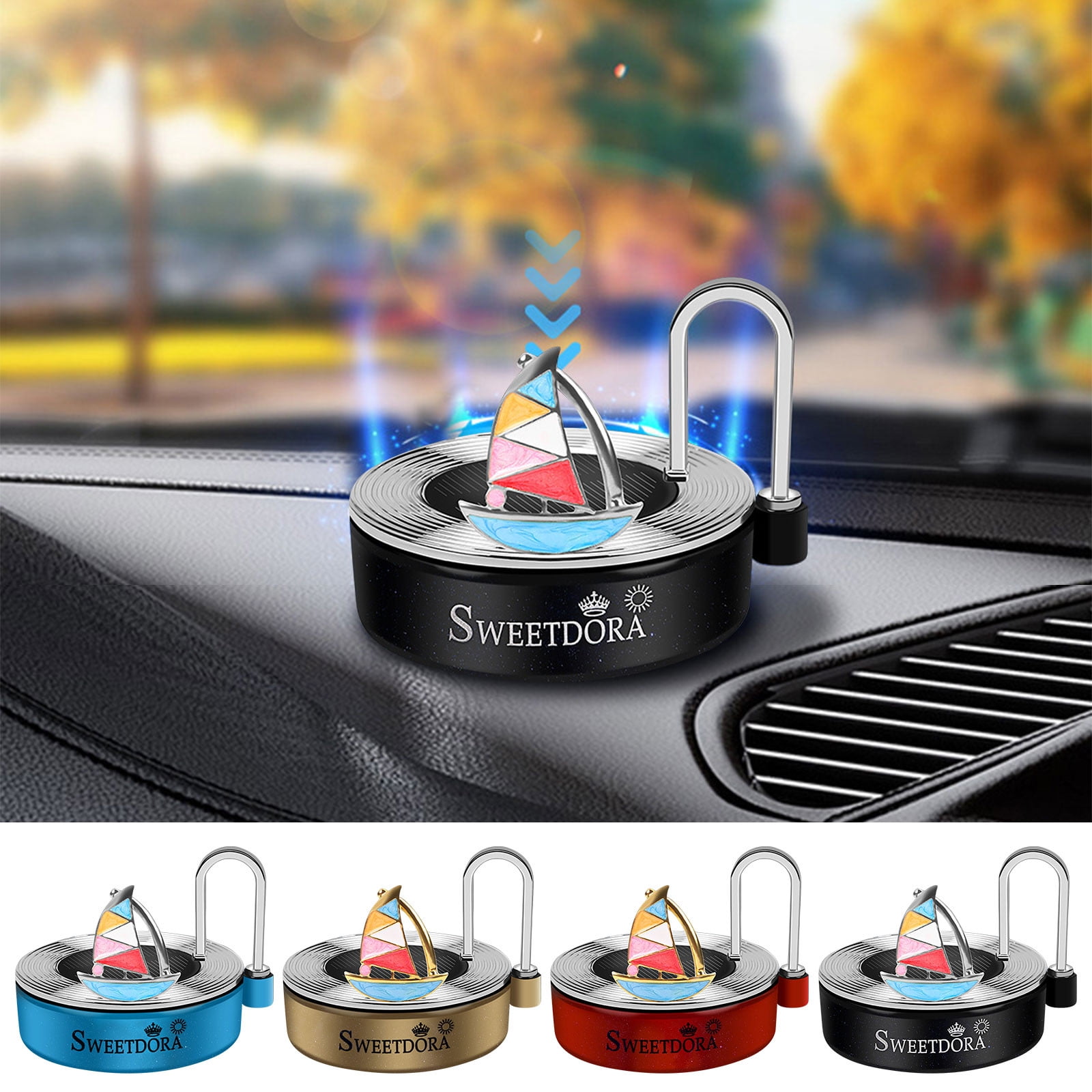 Solar Rotating Car Decor, Aluminum Star Aromatherapy, 5ml Car Perfume ...