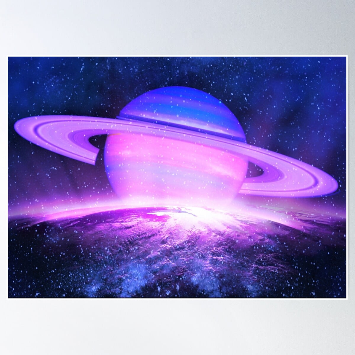 Solar Saturn - Pink, Lilac, And Indigo Planet Saturn Design Poster Wall ...