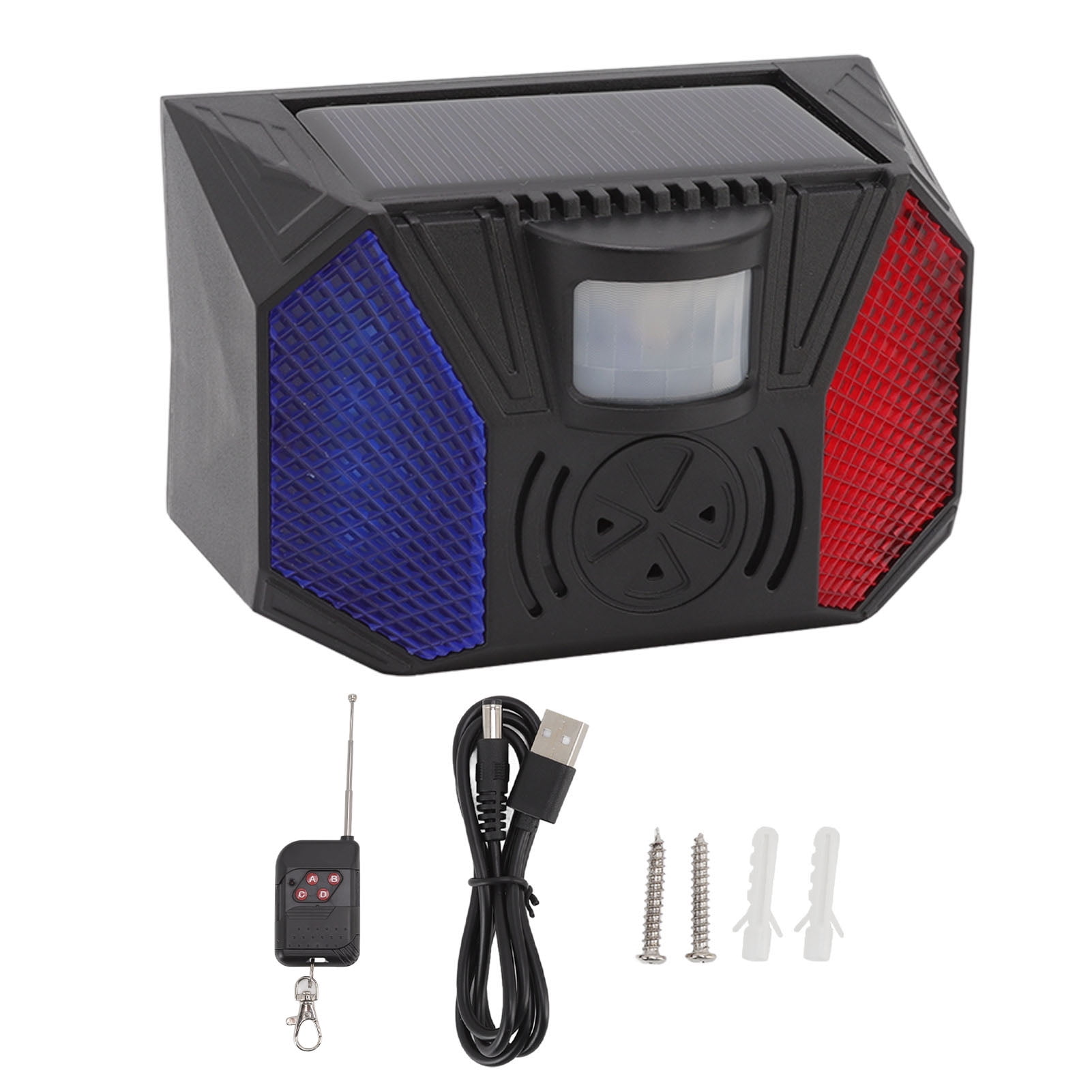 Solar Security Alarm Siren with Remote Control USB Cable Yard Alarm ...