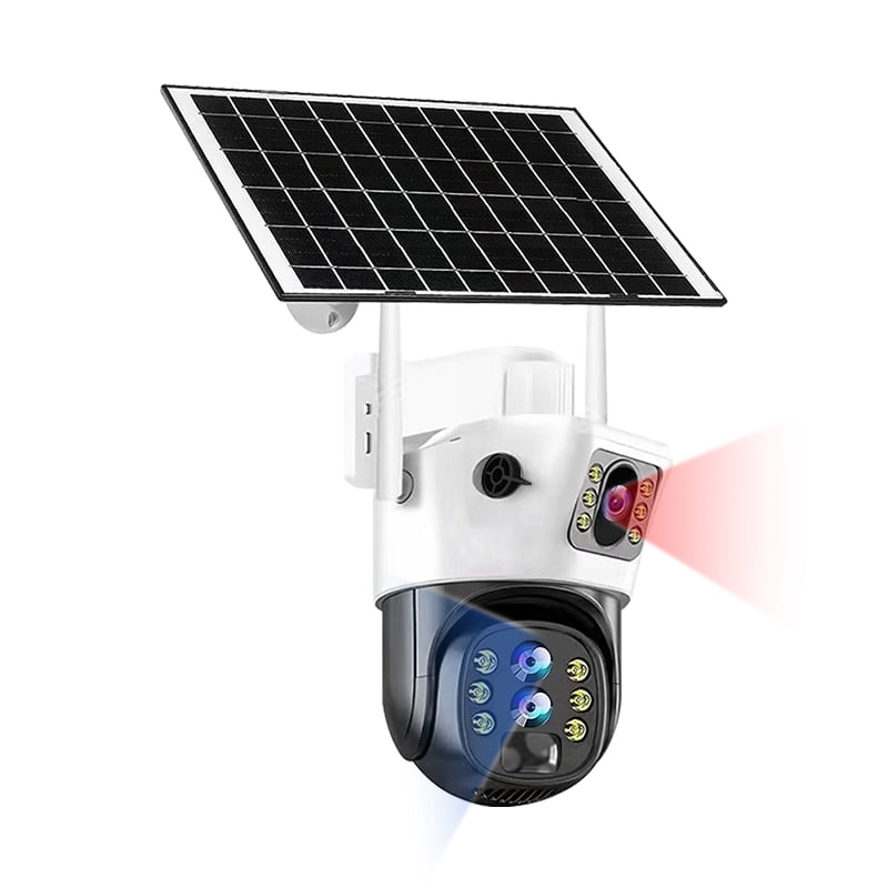 Solar Security Camera, Dual Lens 2-Screens PTZ Camera, Humanoid ...