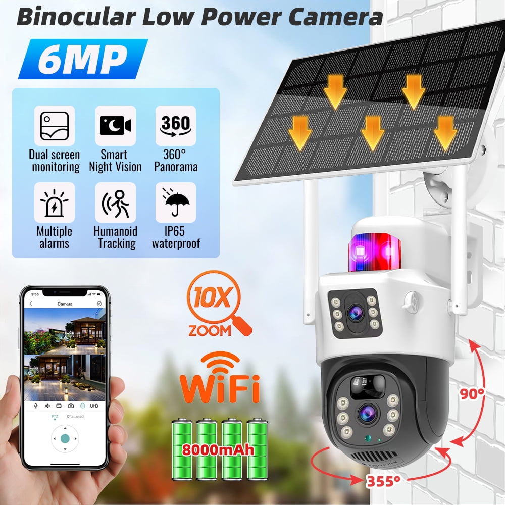 Solar Security Camera Outdoor,DFITO 6MP Solar/Battery Powered Camera ...