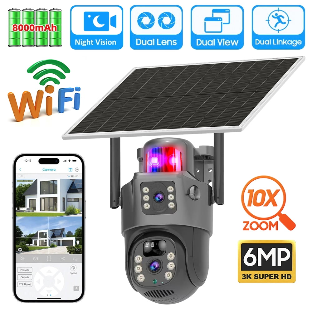 Solar Security Camera Outdoor,Kepeak 6MP Solar/Battery Powered Camera ...