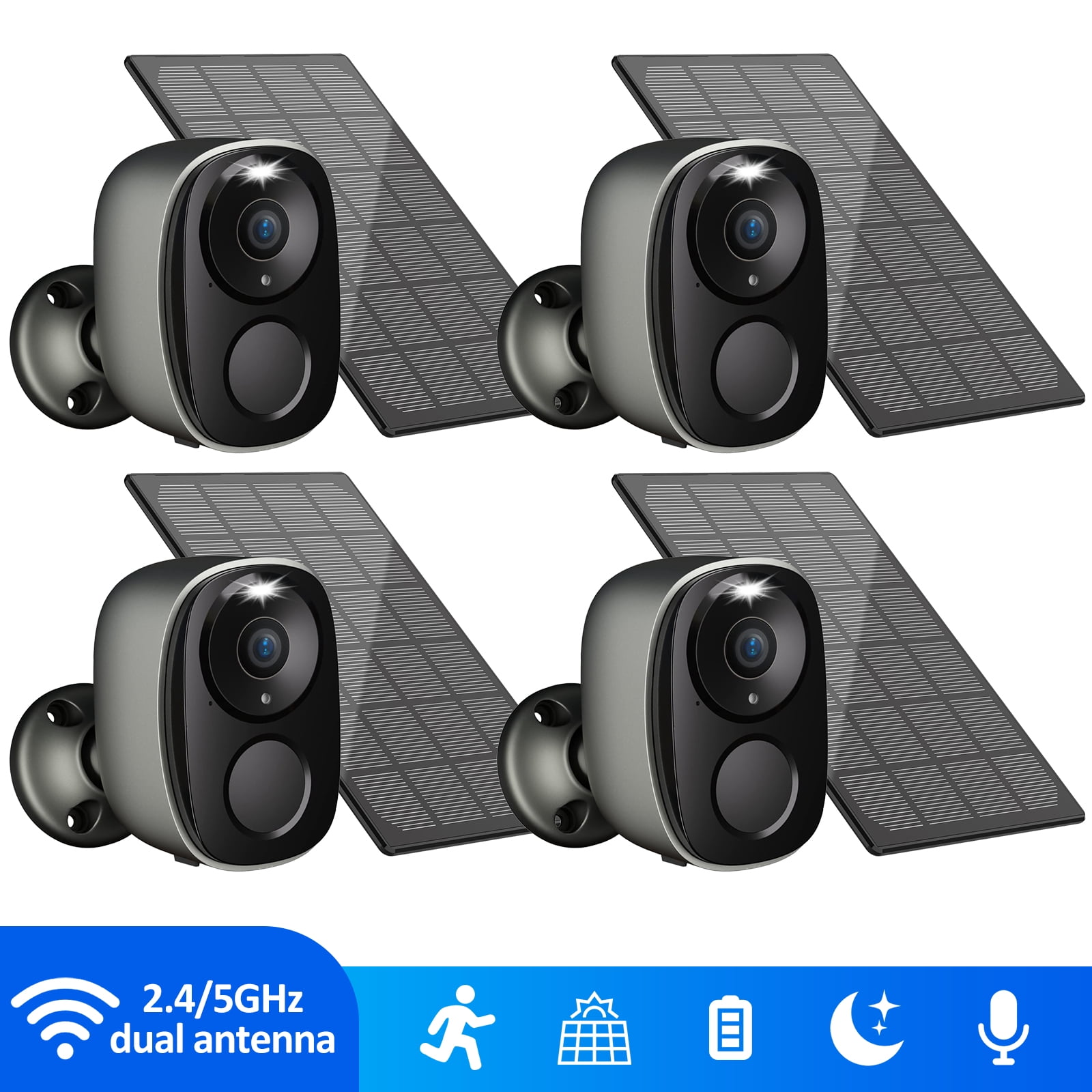 Solar Security Camera Wireless Outdoor - HD 2K Battery Powered Cameras ...