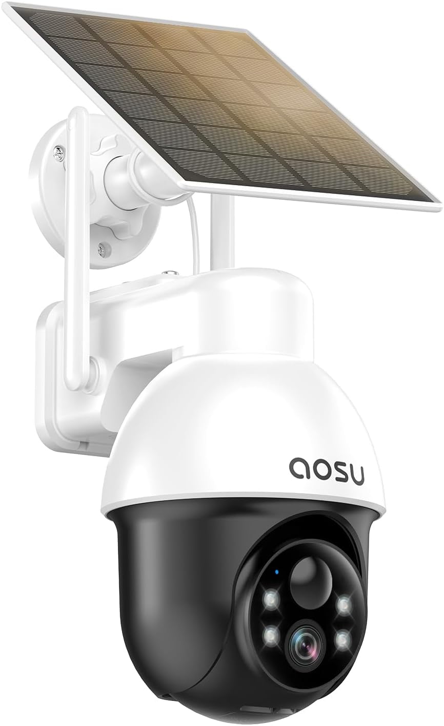 Solar Security Camera Wireless Outdoor with Panoramic PTZ, Human Auto ...