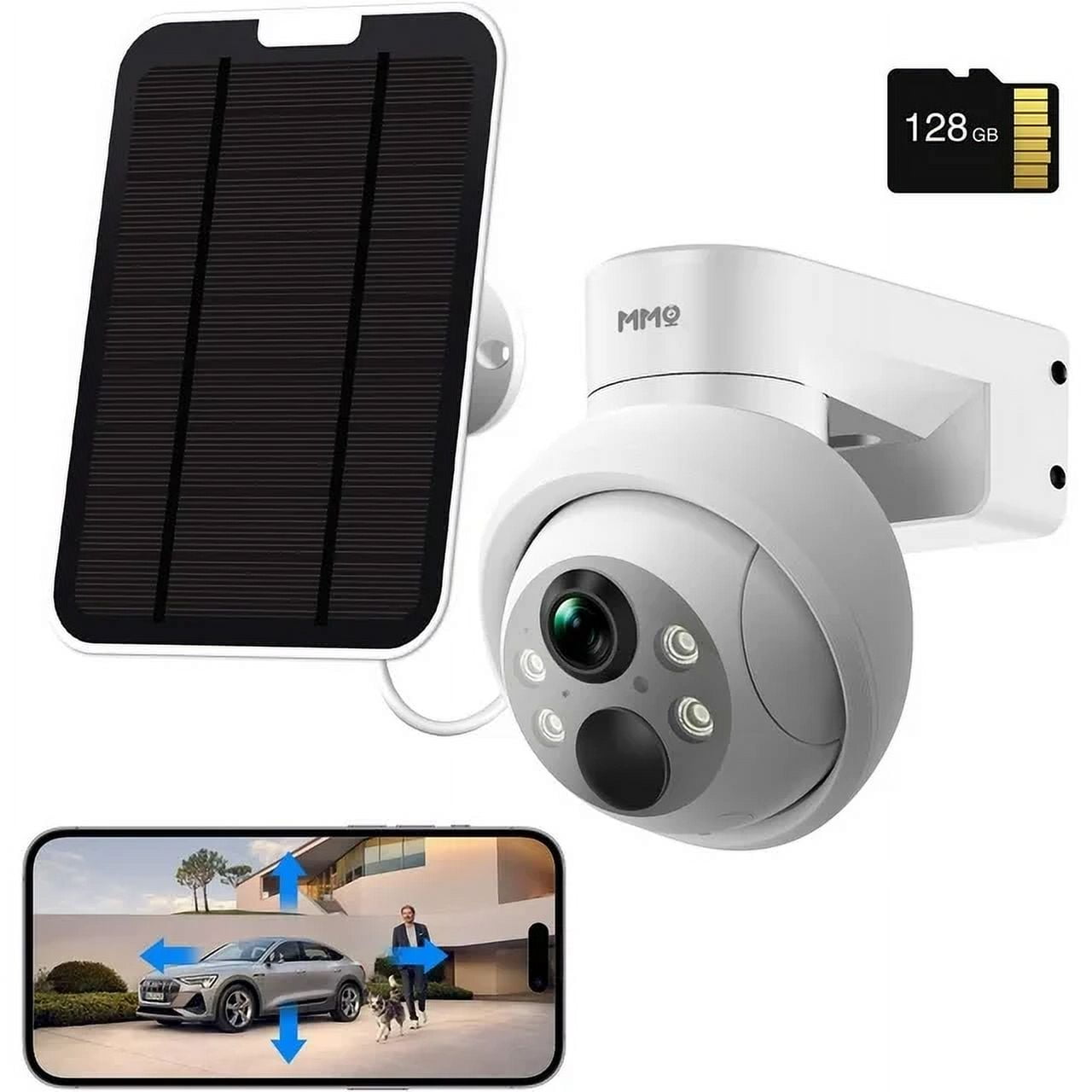 Solar Security Cameras Outdoor, 4MP PTZ Solar Panel for Security ...