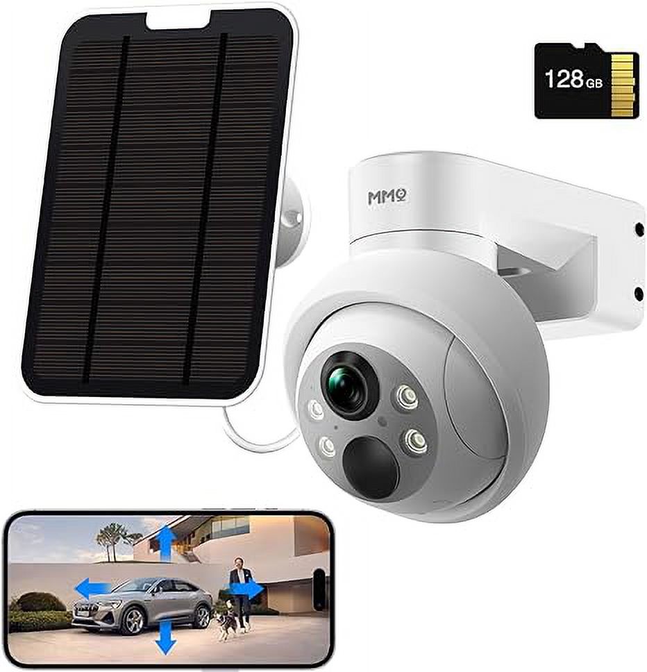 Solar Security Cameras Outdoor, 4MP PTZ Solar Panel for Security ...