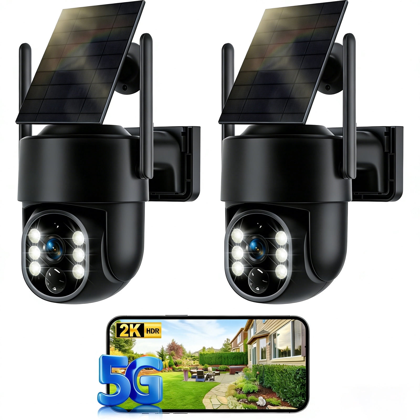 Solar Security Cameras Wireless Outdoor, 5G&2.4GHz Cameras for Home ...