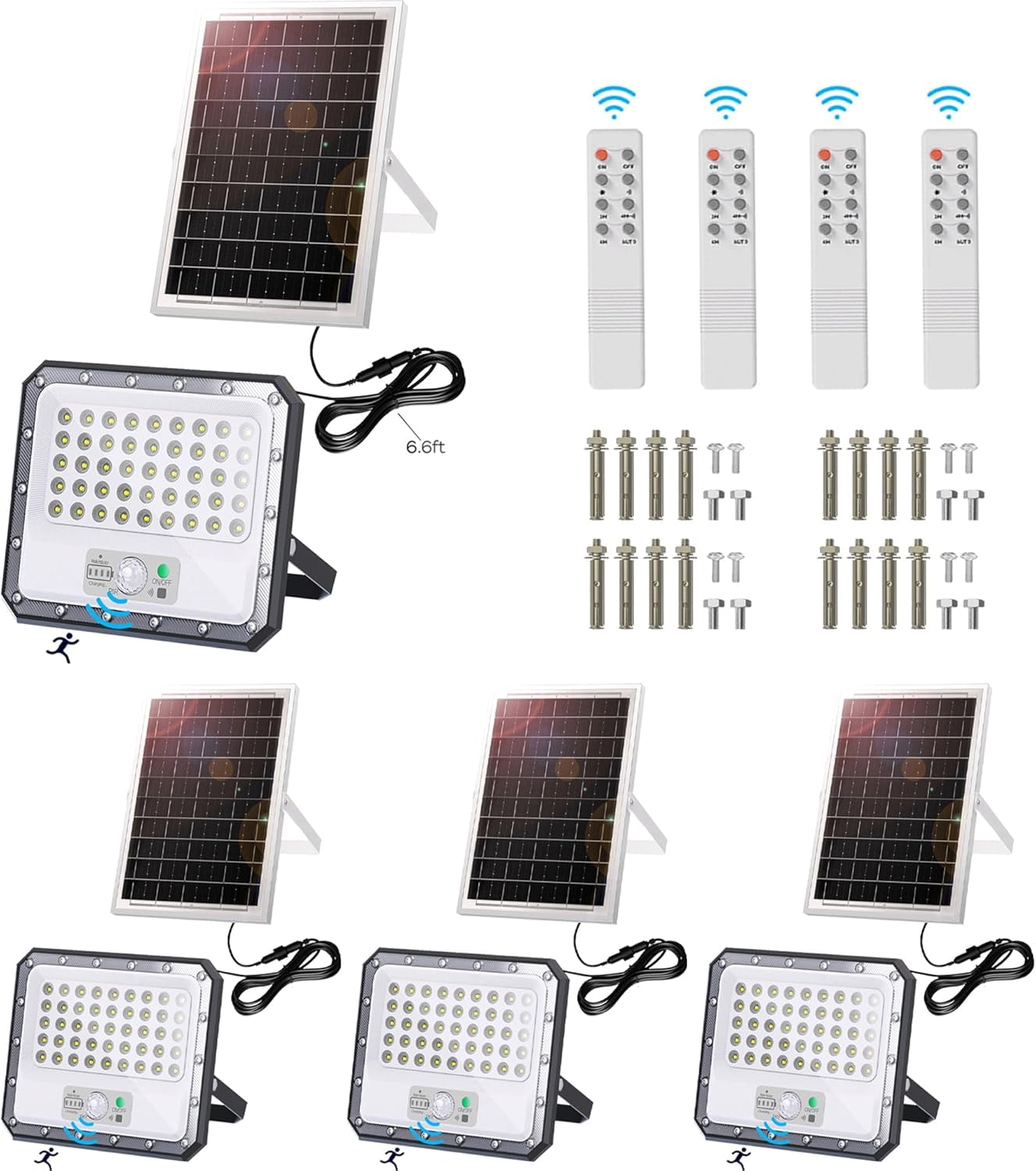 Solar Security Flood Lights with Motion Sensor, Remote Control Solar Powered Lights Outdoor with ...