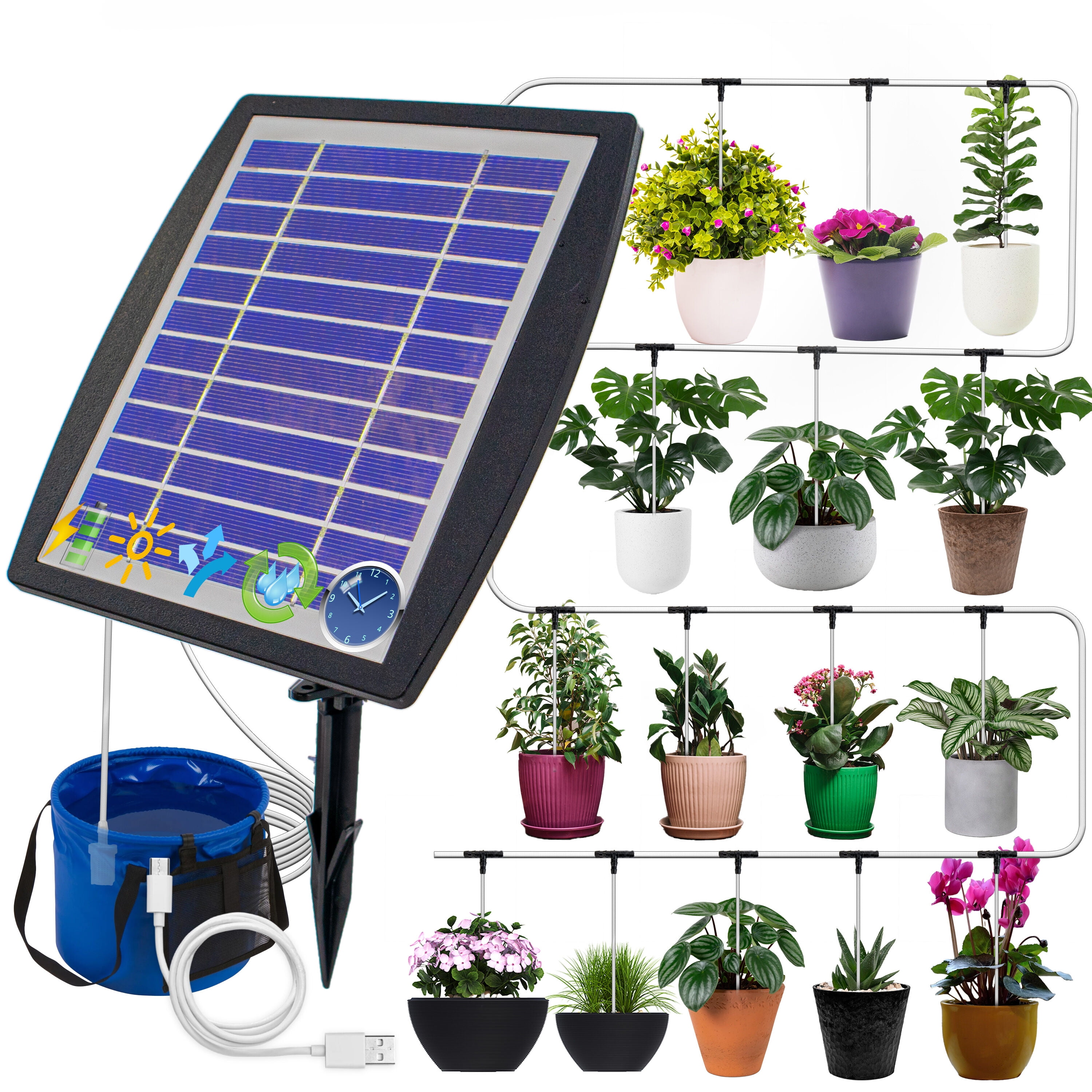 Solar Self Watering Plant Drip Irrigation System for 15 Plants Multiple ...