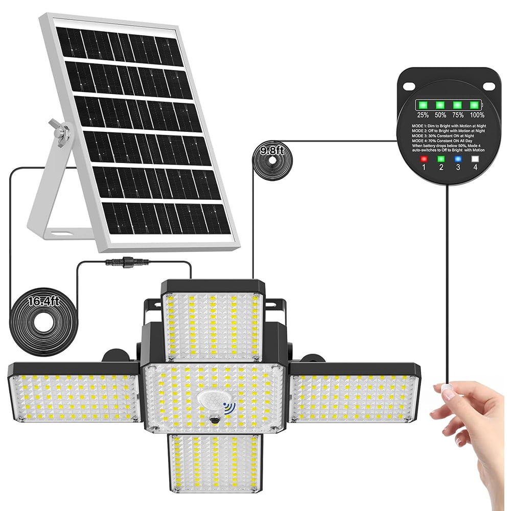 Solar Shed Light Indoor Outdoor, 7500LM Solar Pendant Light with Pull ...
