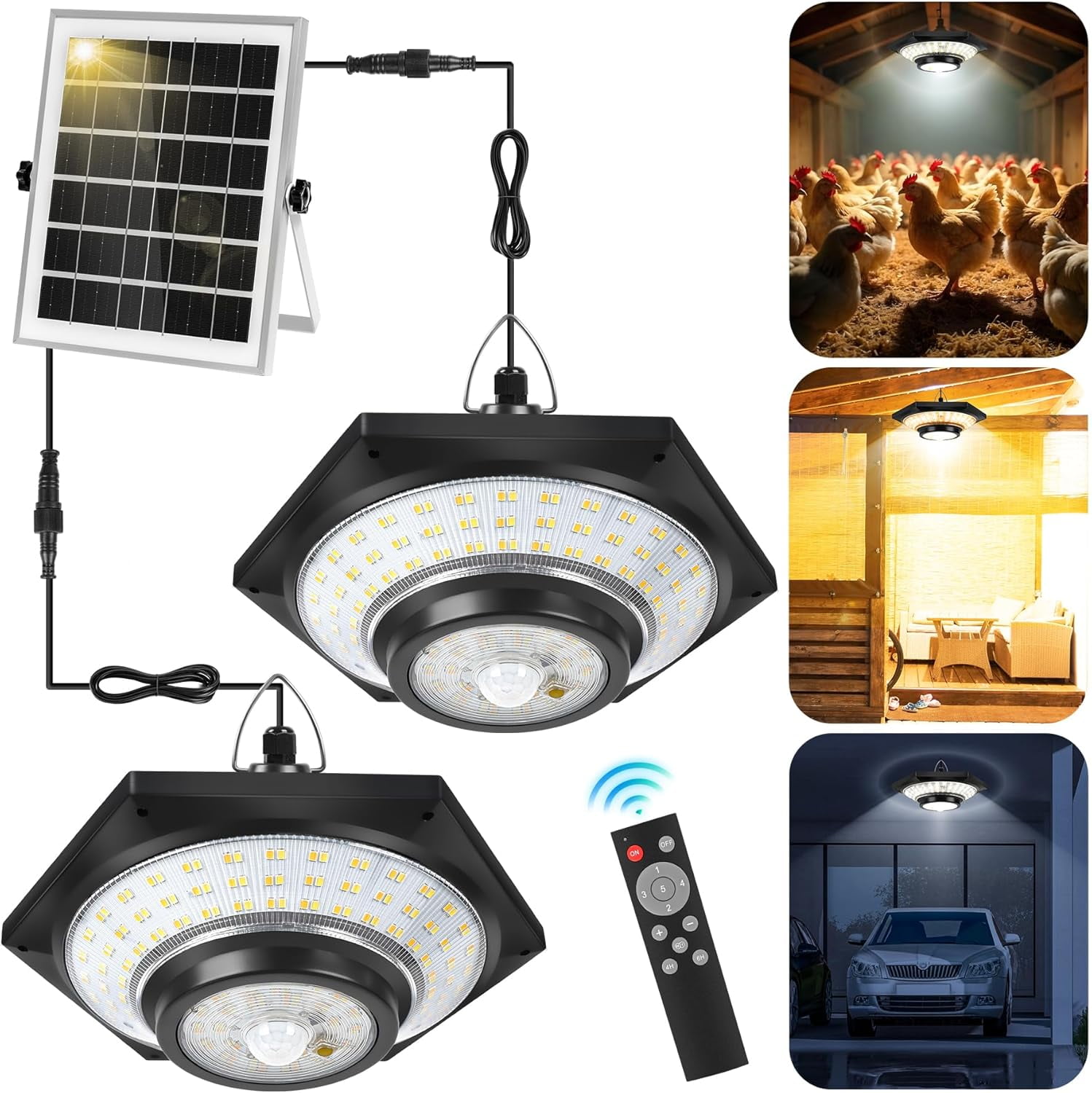 Solar Shed Light, Solar Hanging Pendant Lights with Remote Control ...