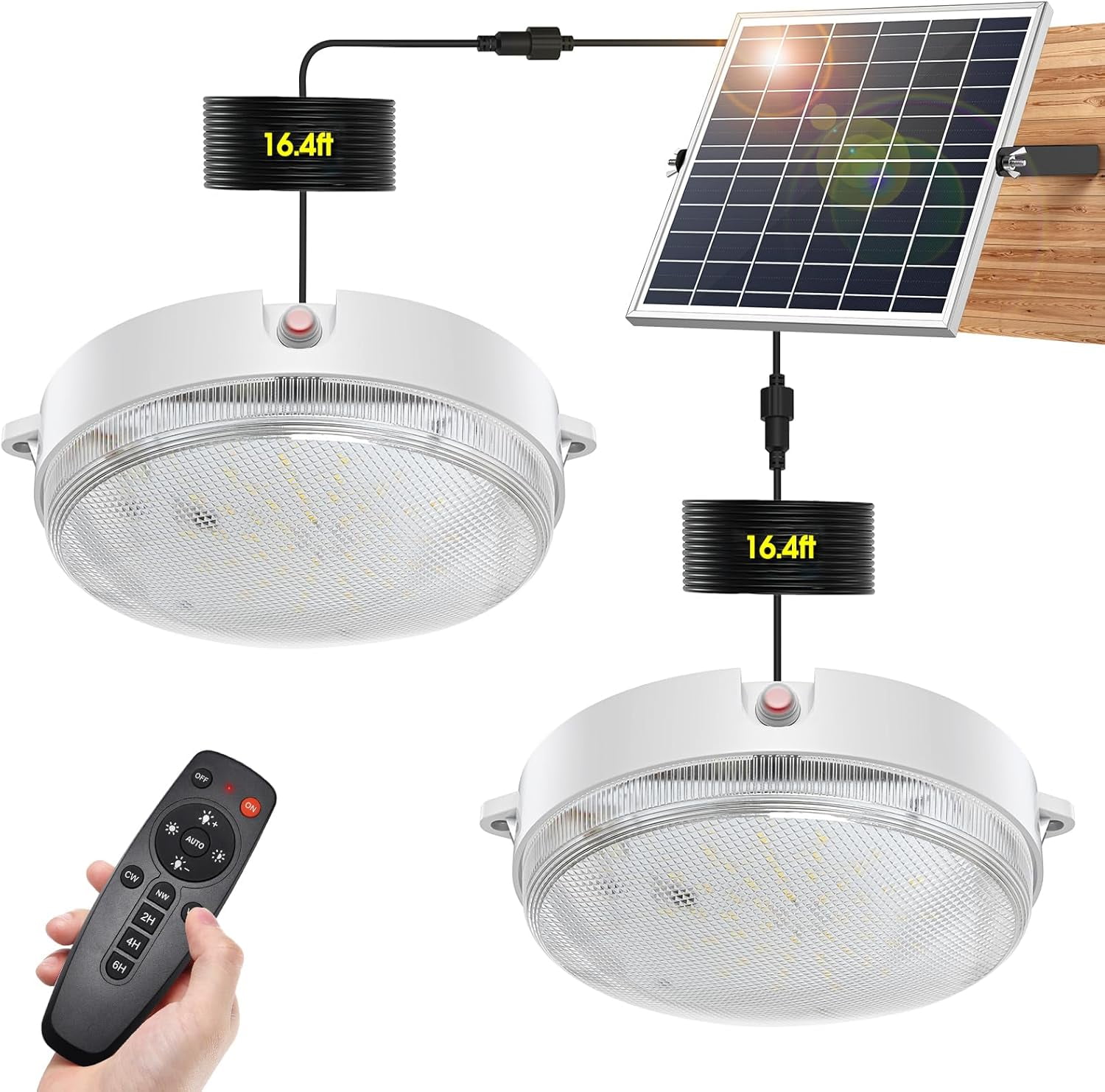 Solar Shed Lights Indoor Outdoor 2 Pack, Brighter & Tricolor & Daytime ...