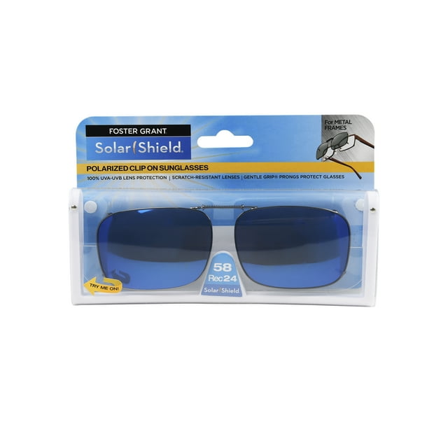 Solar Shield Dioptics Unisex Clip On Rectangle Fashion Sunglasses, Blue ...