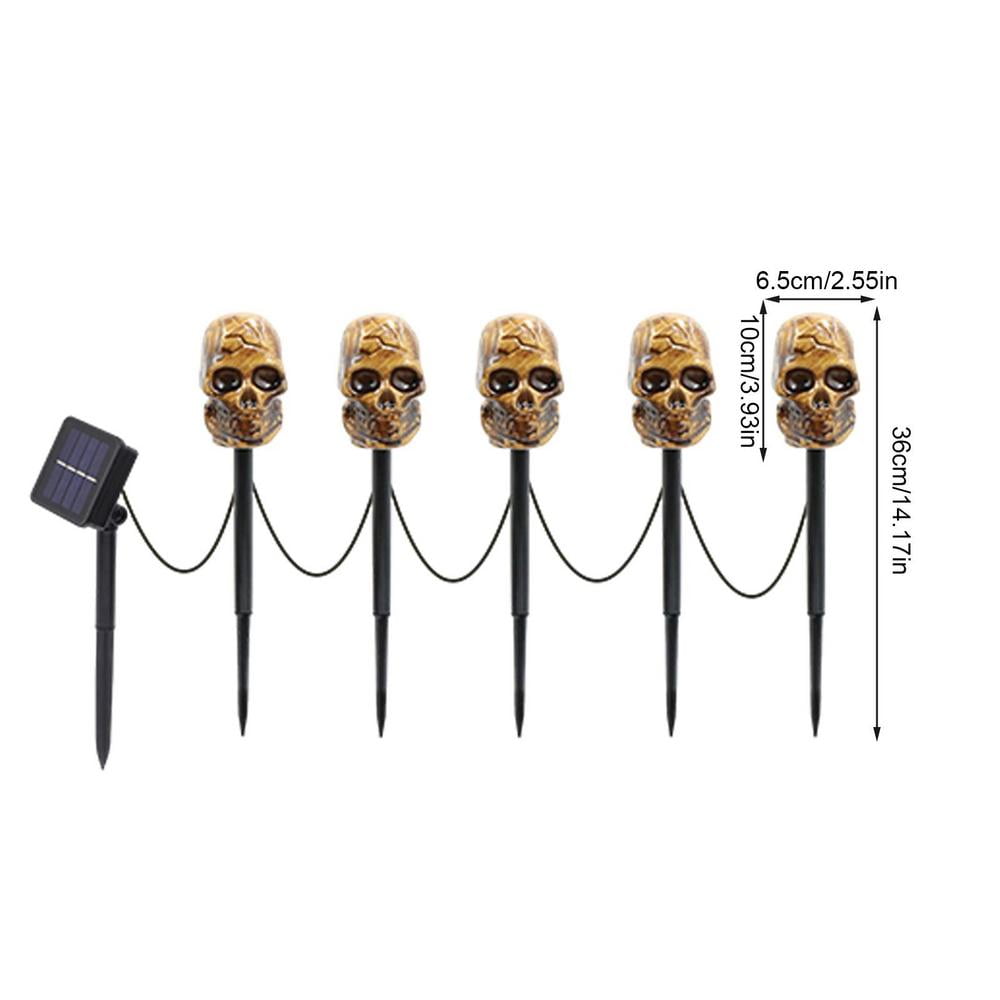 Solar Skull Lights Outdoor 5Pcs Waterproof Landscape Path Stake Lights ...