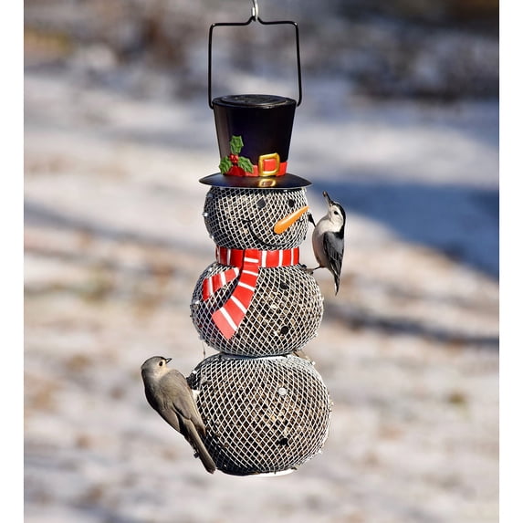 Solar Snowman Metal Mesh Bird Feeder - Walmart.com