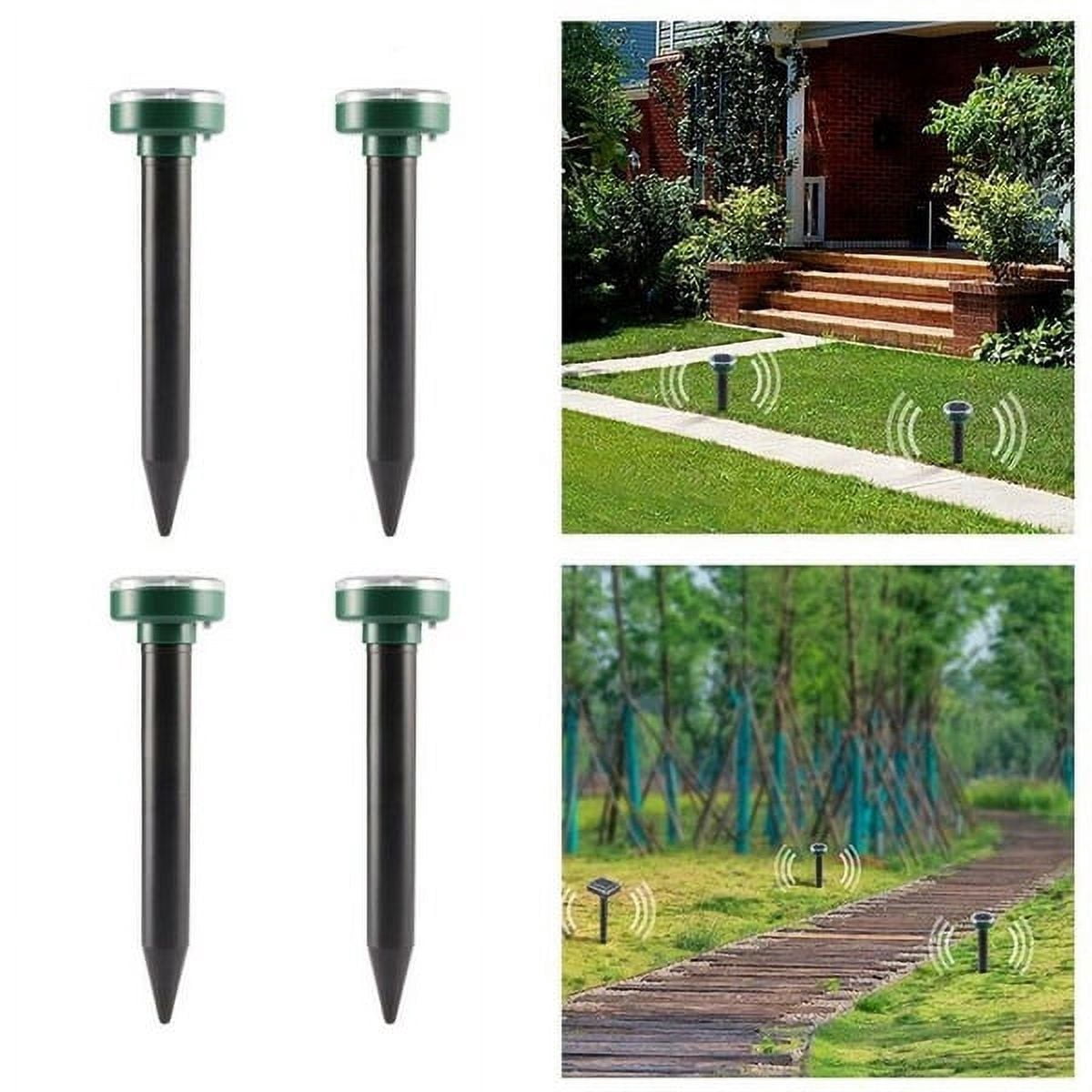 4pcs Solar Sonic Mole Repellent, Groundhog & Gopher Deterrent, Vole ...