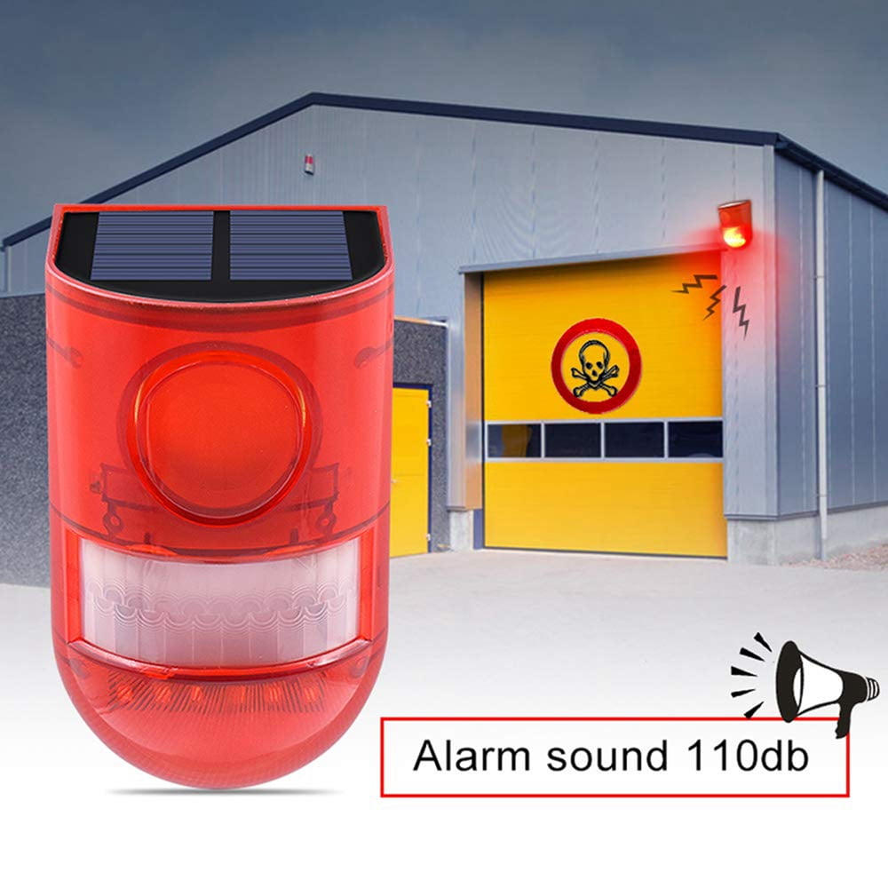 Solar Sound & Light Alarm Motion Sensor 110 Decibels Siren Sound Alert ...