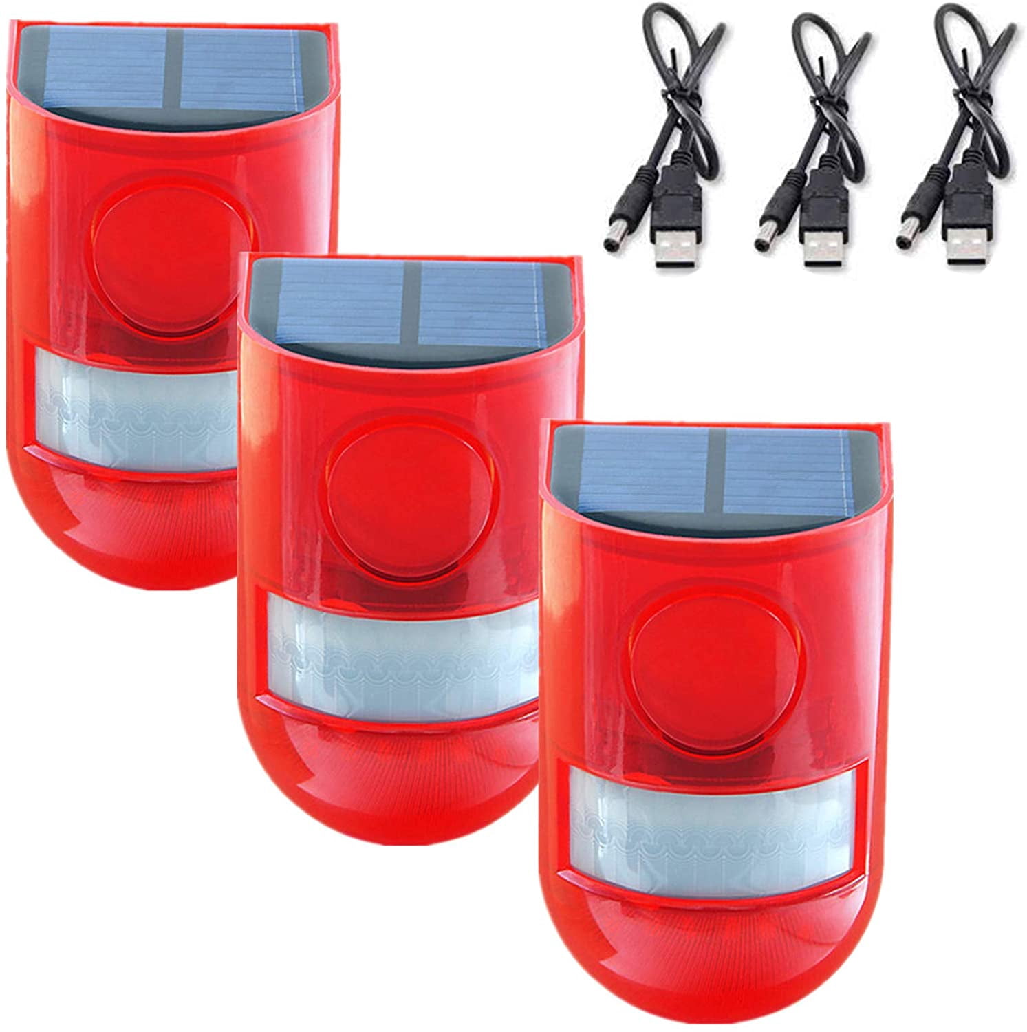 Solar Sound & Light Alarm Outdoor Motion Sensor 129db Siren Sound Alert ...