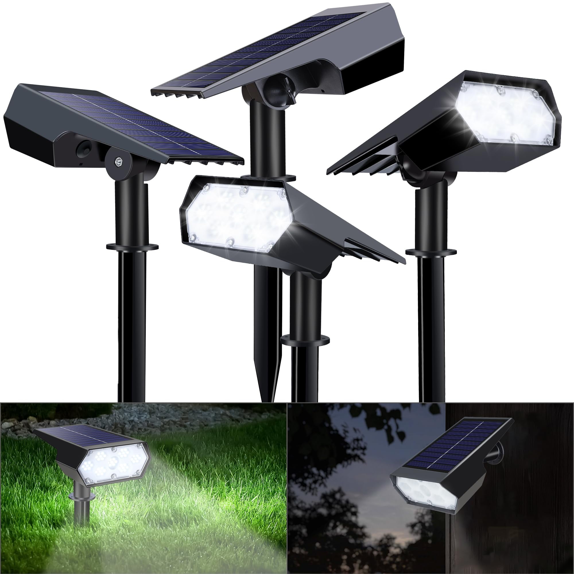 Solar Spot Light Outdoor, 49 LED Lights for Outside, 2 Modes Solar ...